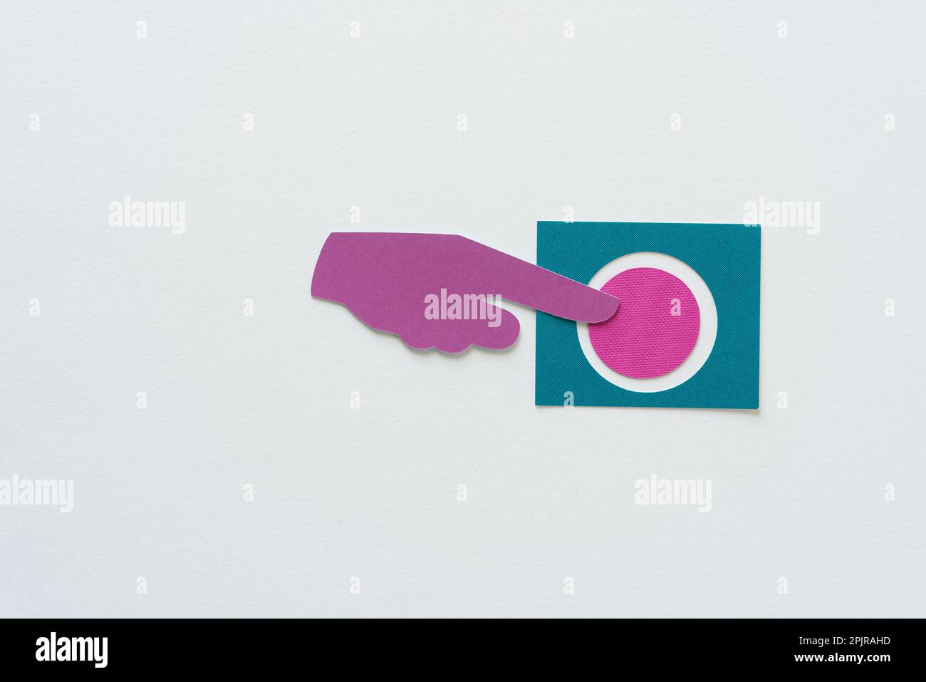 purple paper manicule or typographic shape (hand with index finger ...