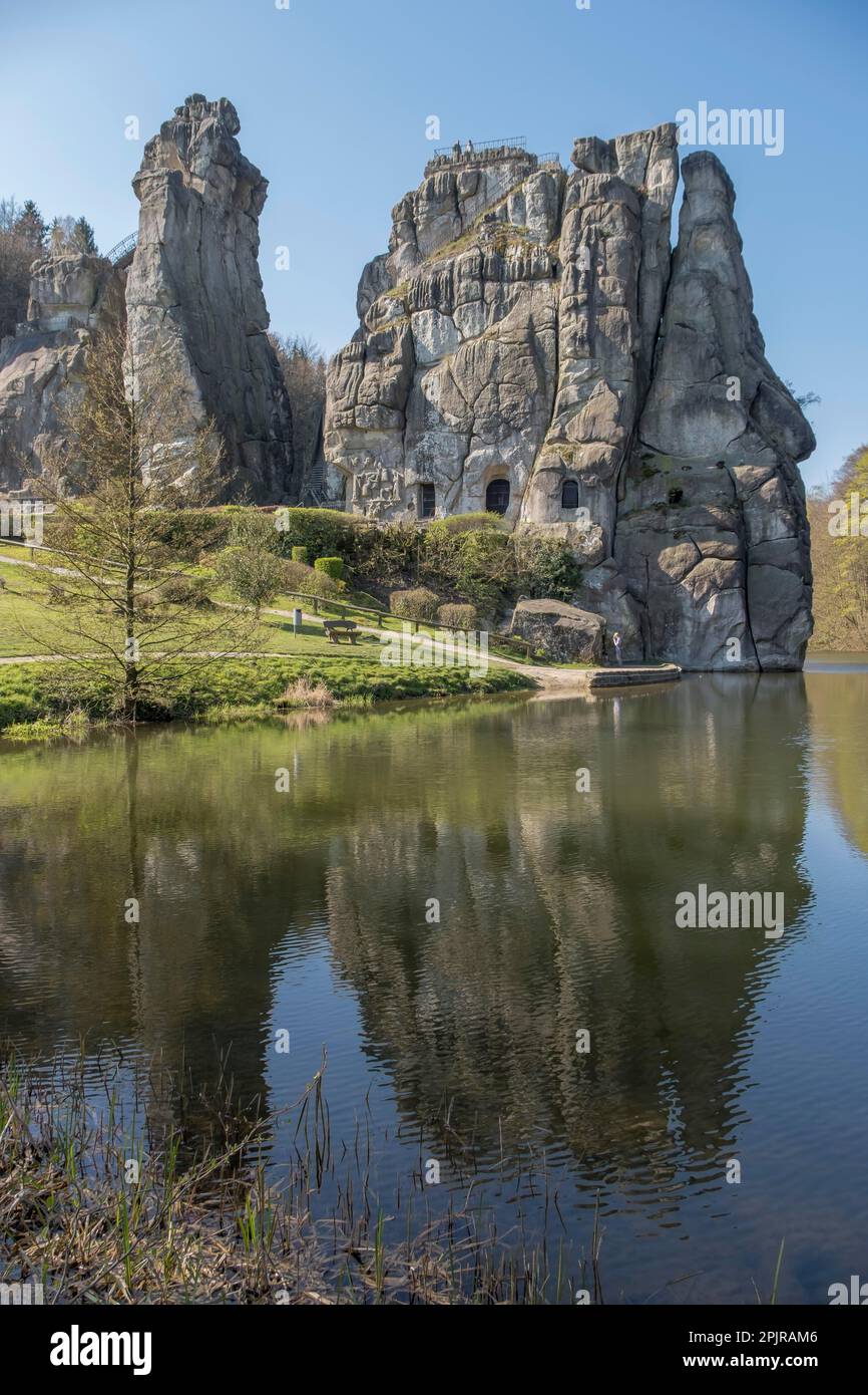 Externsteine, sandstone formation, Teutoburg Forest, Horn-Bad Meinberg ...