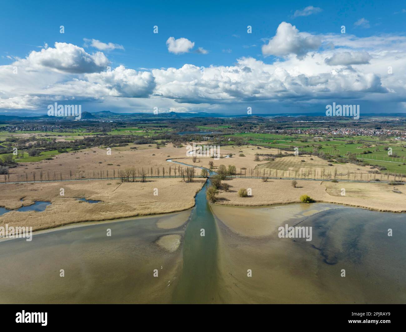 The Radolfzeller Aach flows into western Lake Constance, on the horizon ...