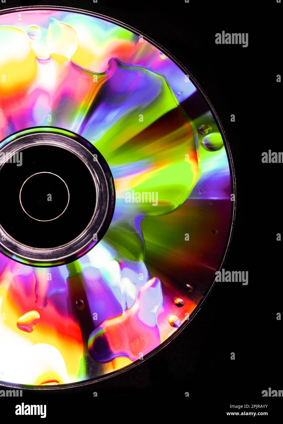 Satured colors for this CD with oil drops on the surface Stock Photo ...