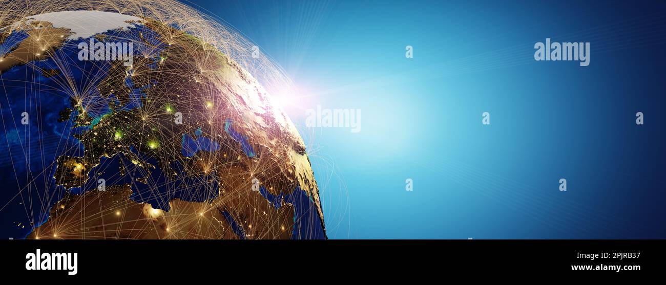 Global connection concept. Planet earth network sphere. 3d rendering ...