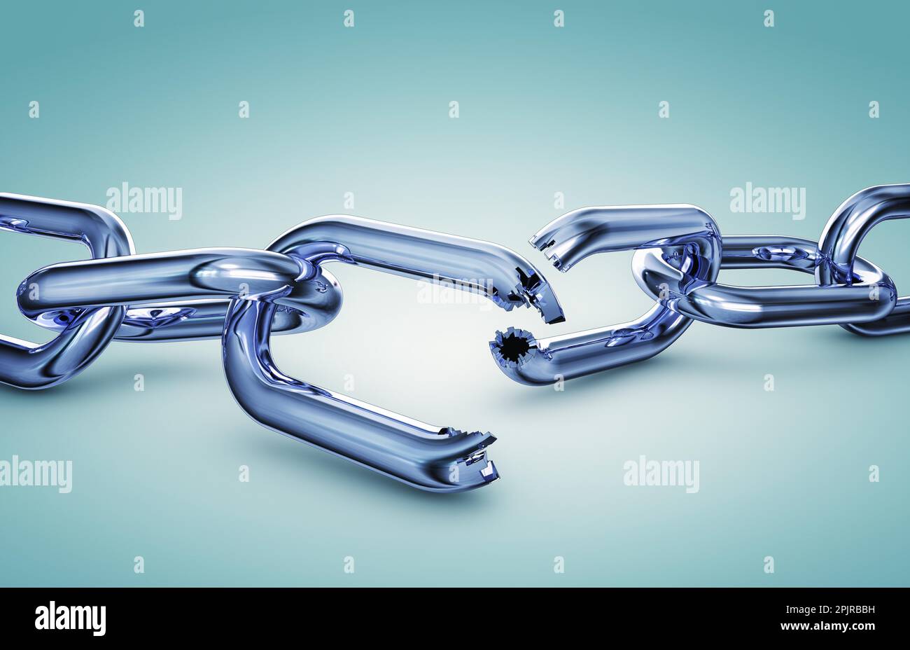 3D rendering of a broken chain Stock Photo - Alamy