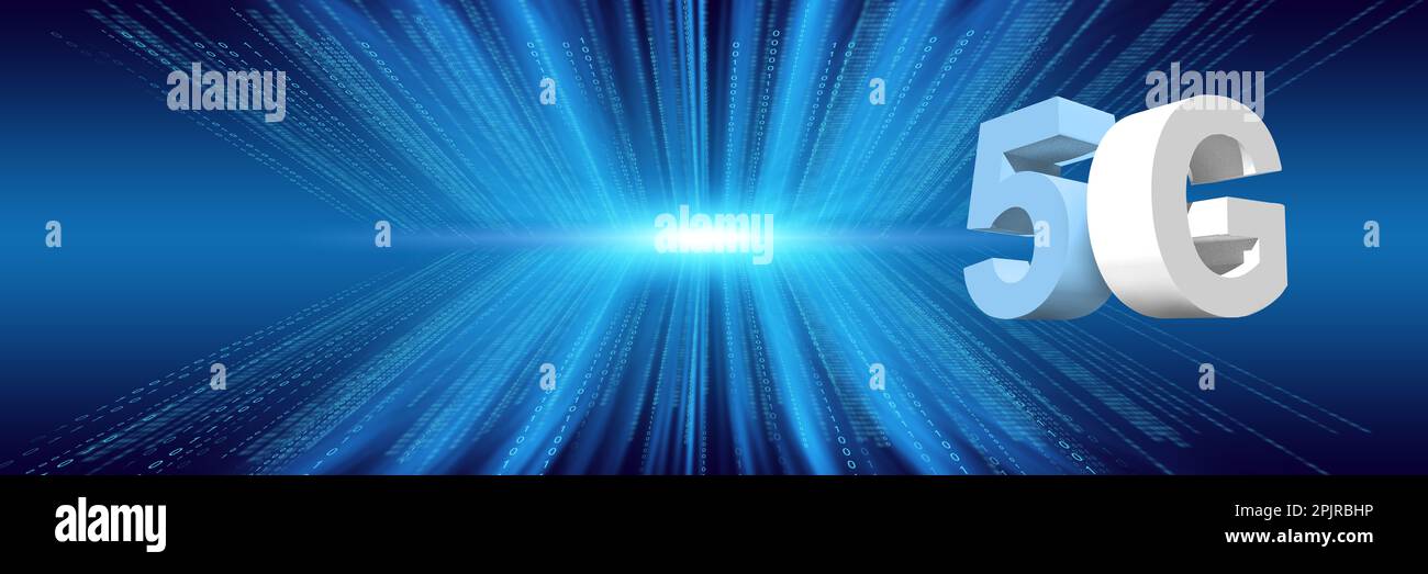 5G Fast speed wireless internet connection and technology concept. 3d ...