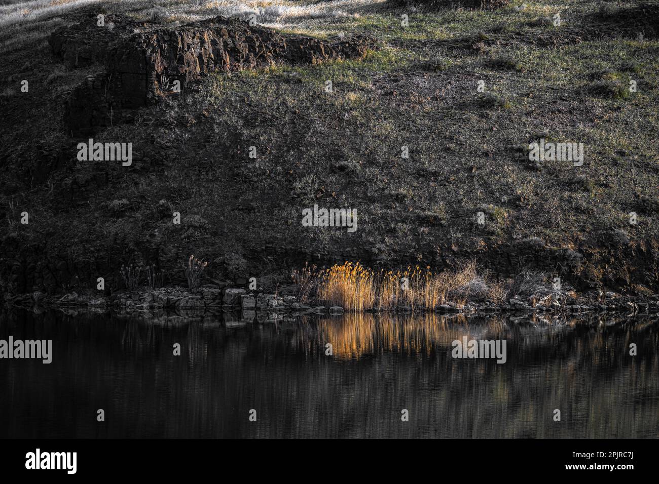 Upper Goose Lake in Columbia National Wildlife Refuge, WA Stock Photo ...