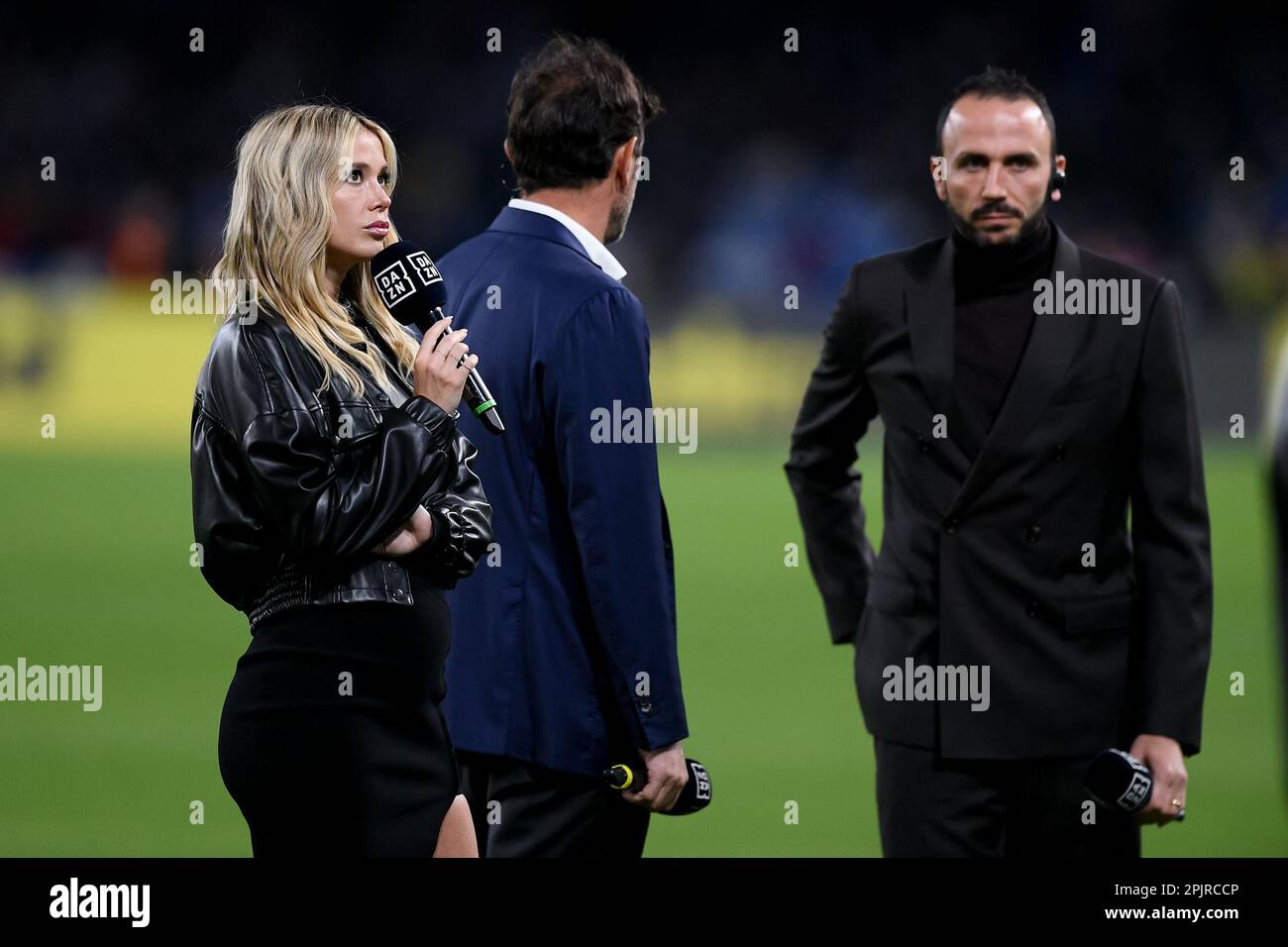 Naples, Italy. 02nd Apr, 2023. TV commentator for DAZN Diletta Leotta ...