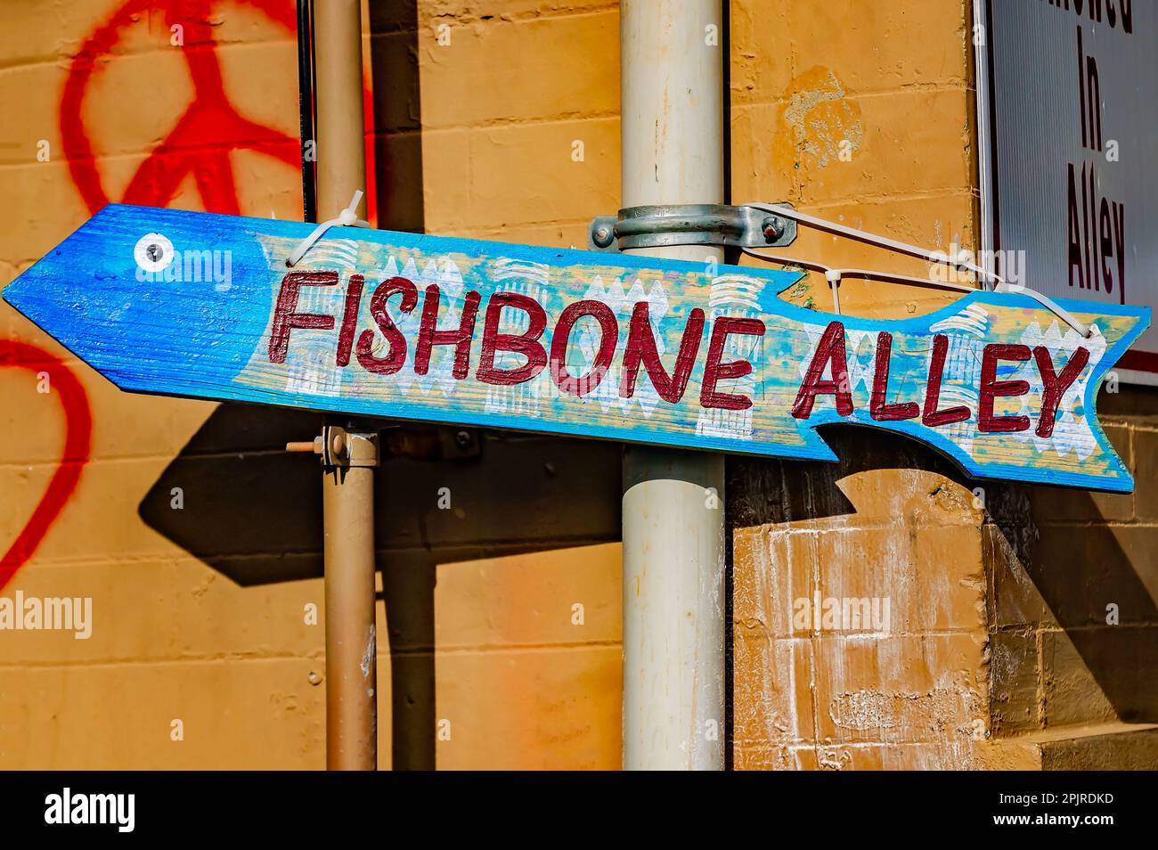 Fishbone alley sign hi-res stock photography and images - Alamy