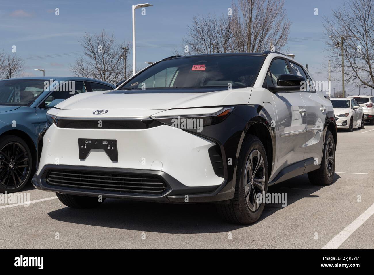 Avon - Circa April 2023: Toyota bZ4X EV Electric Vehicle display at a ...