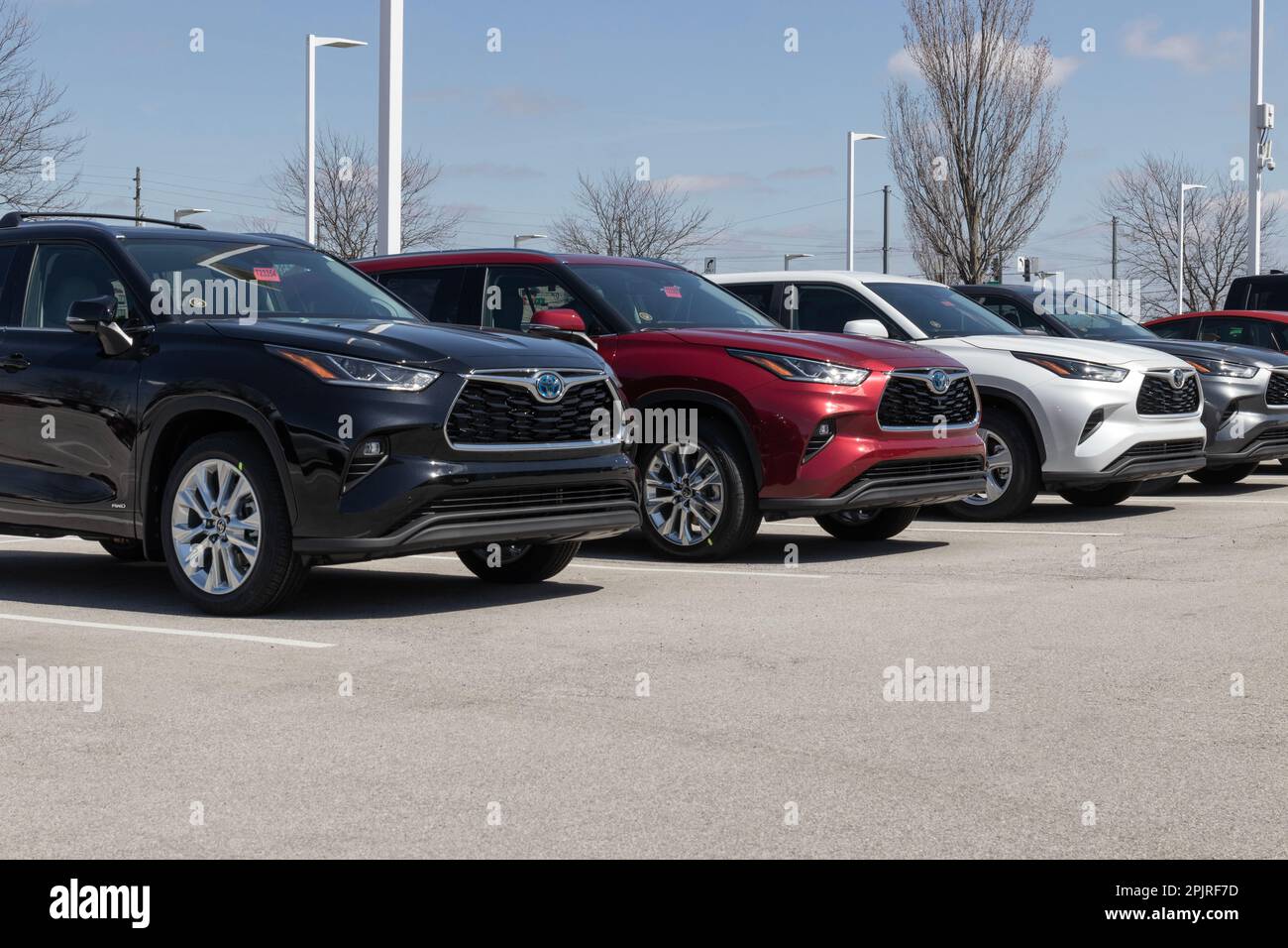 Avon - Circa April 2023: Toyota Highlander SUV display. Toyota offers ...