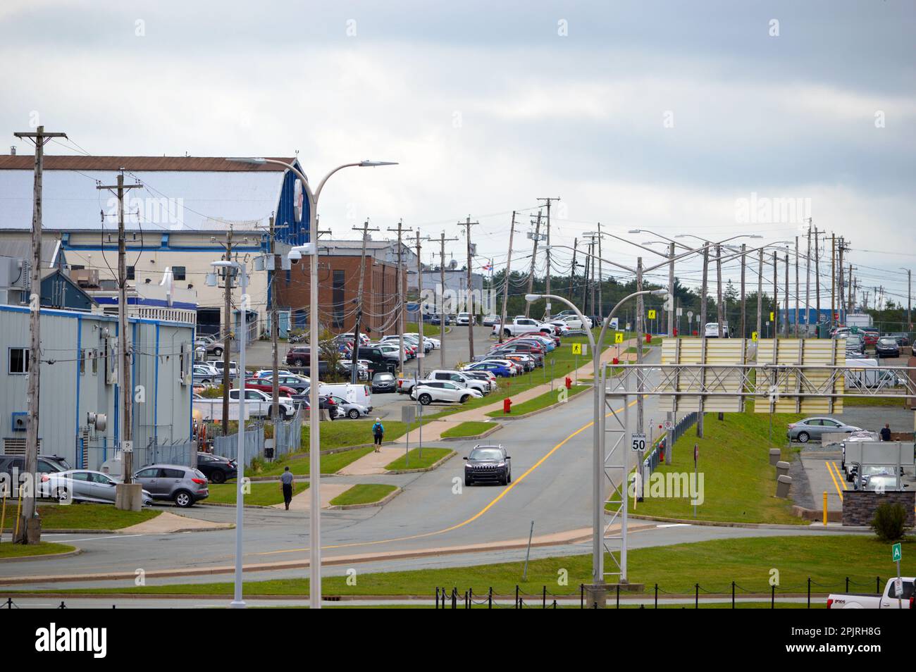 Hangars along Barnes Drive, a road at Halifax Stanfield International ...