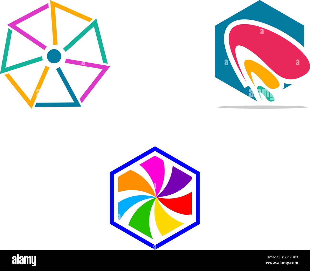 Set of Abstract hexagon logo design Stock Vector Image & Art - Alamy