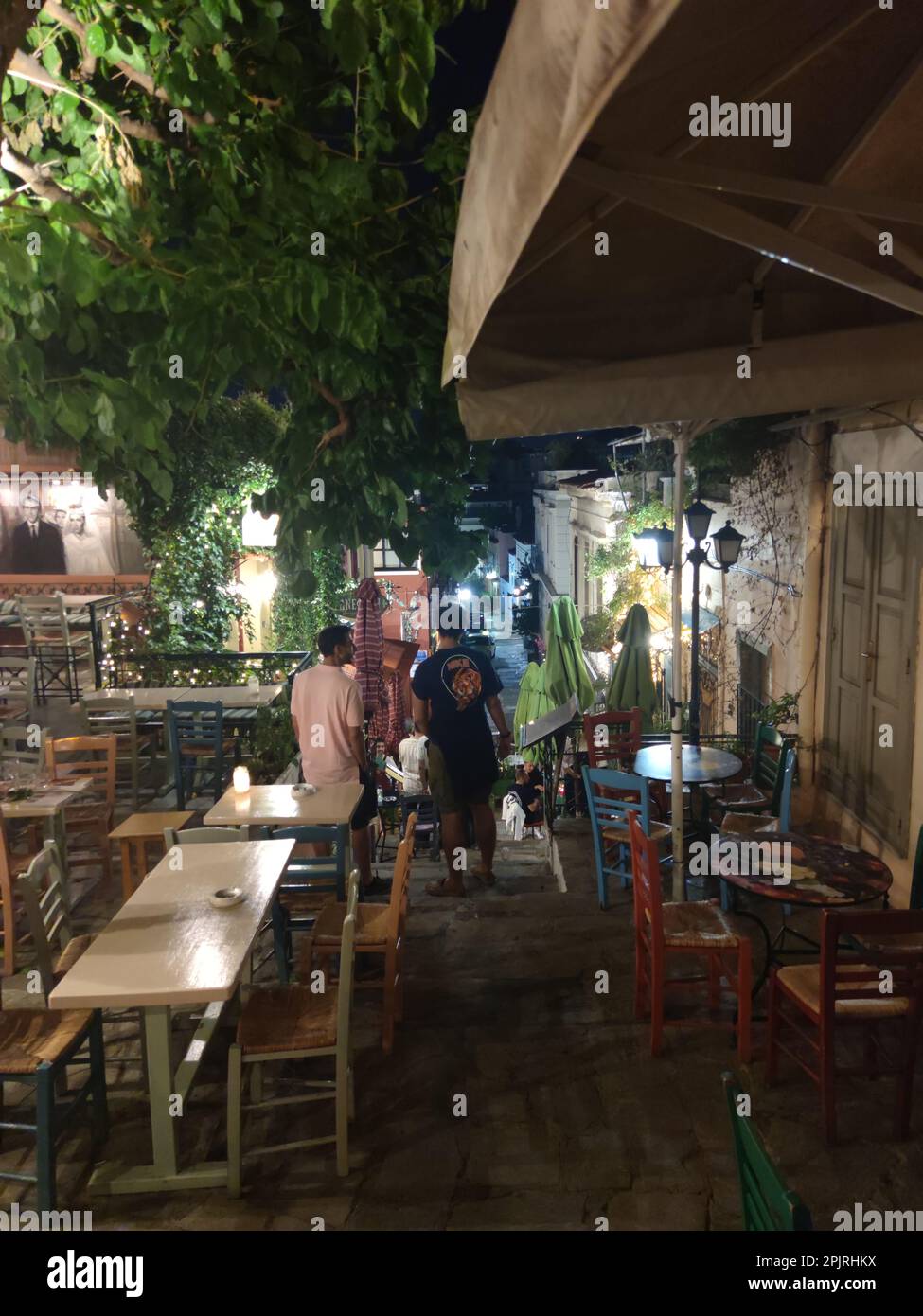 Athens night with Monastiraki square and old Plaka Acropolis hill on ...