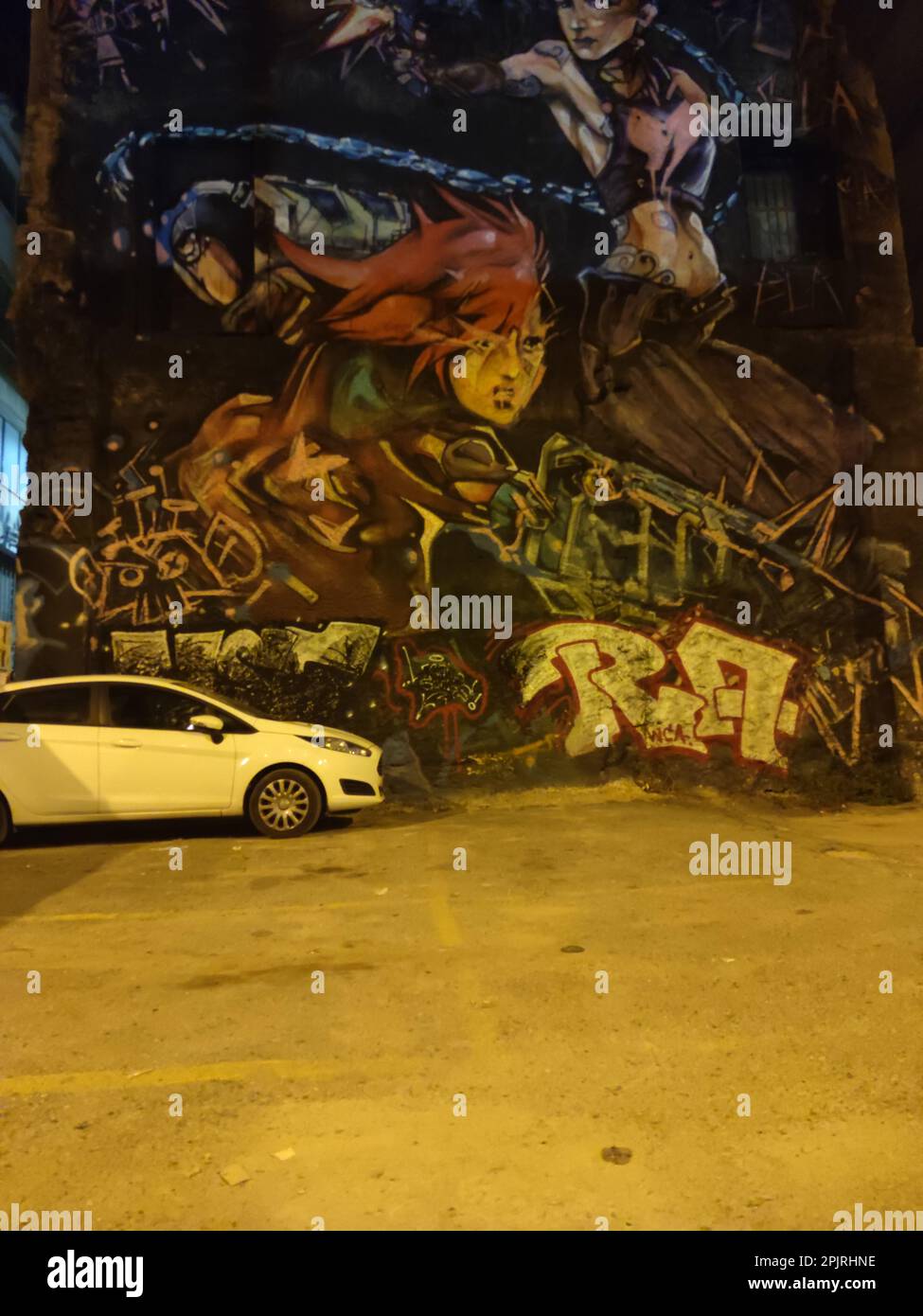 Athens night with Monastiraki square and old Plaka Acropolis hill on ...