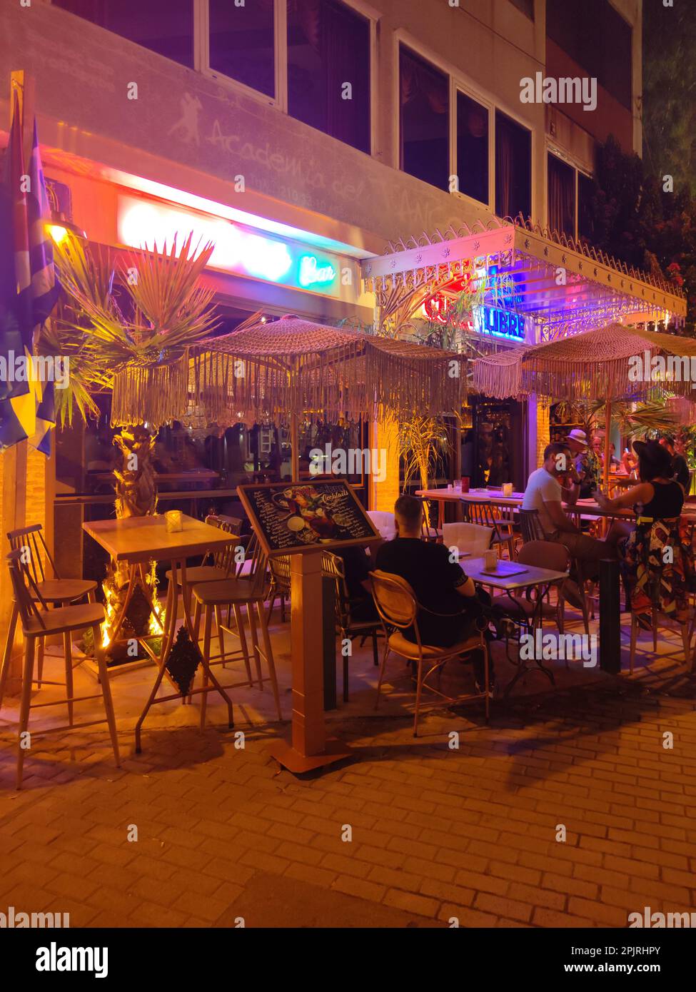 Athens night with Monastiraki square and old Plaka Acropolis hill on ...