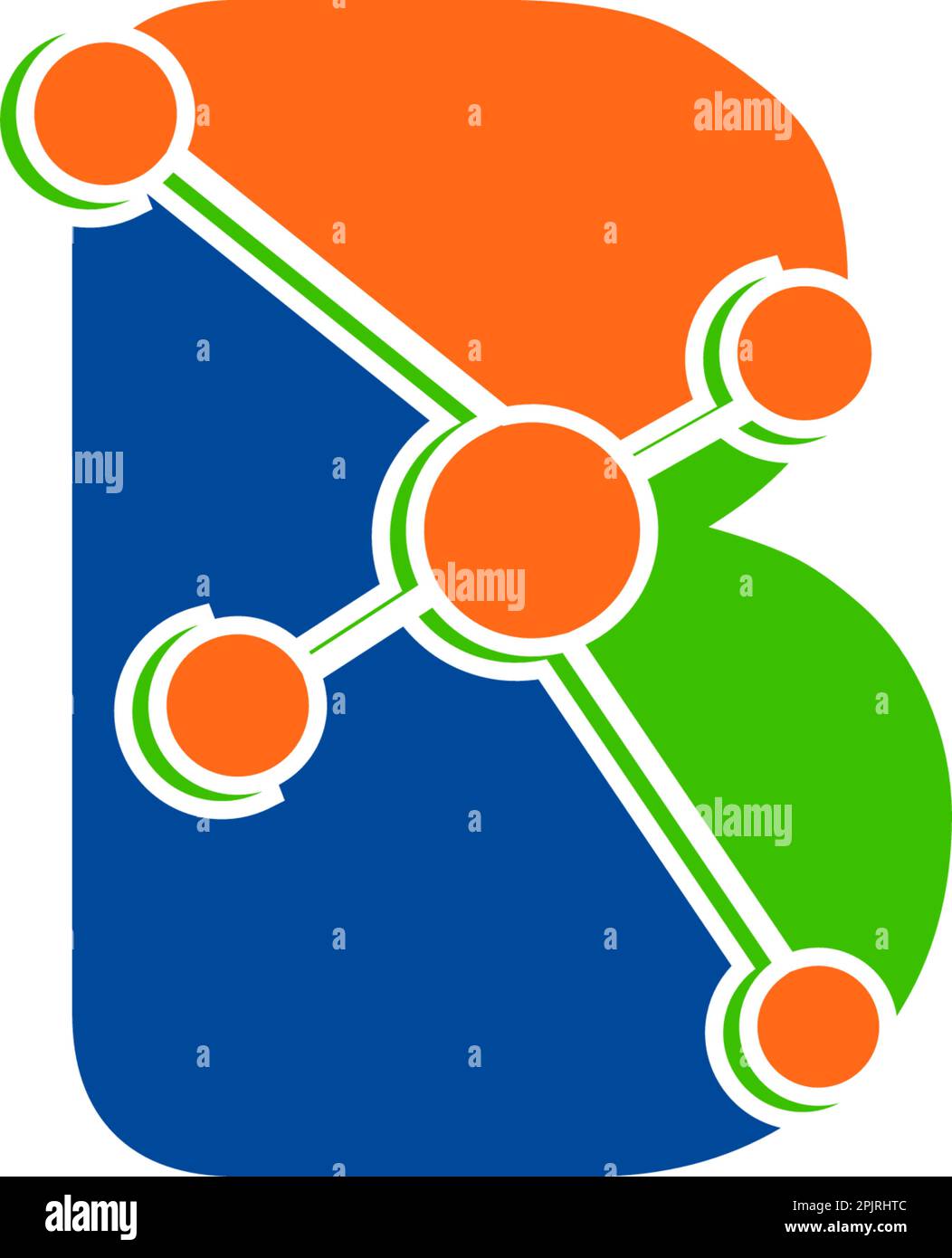 Letter B Connected Circle Network Logo Design Element Stock Vector ...
