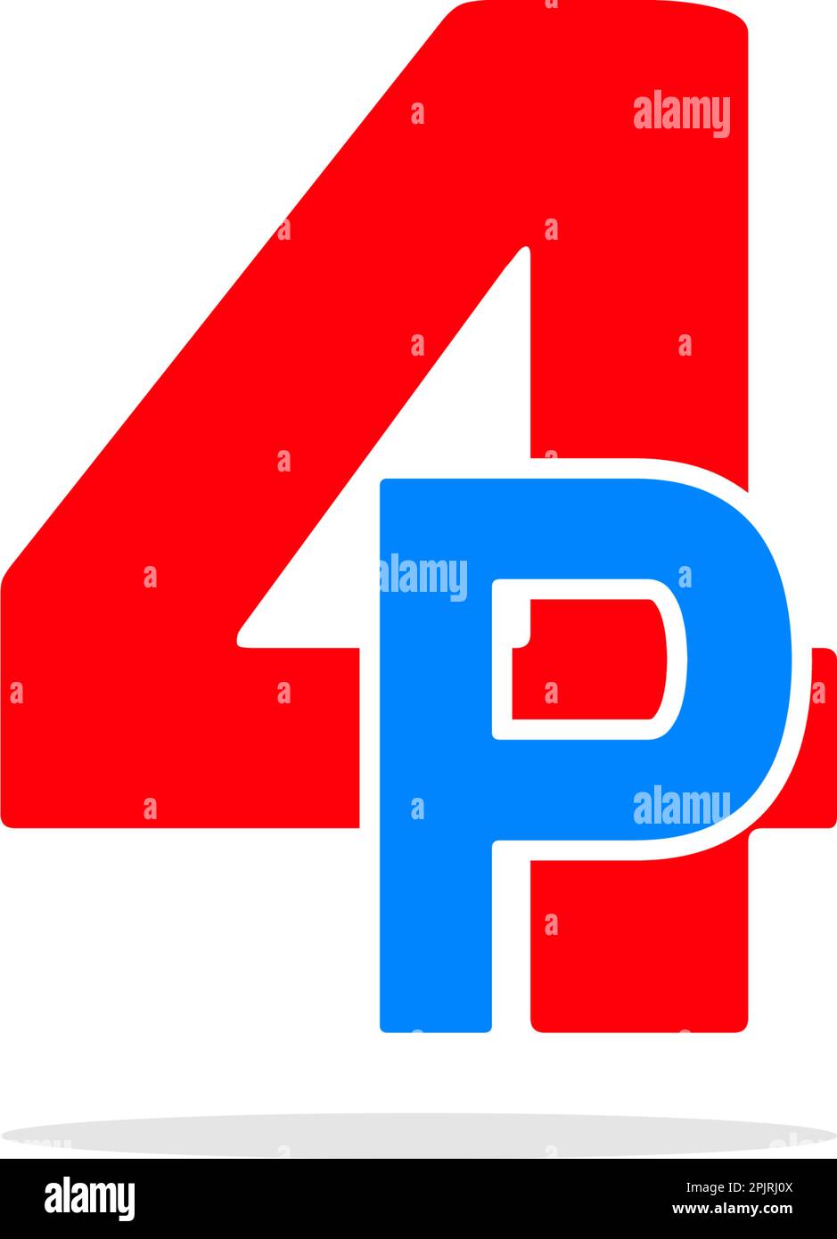 Initial logo, combining letter and number, P and 4, red blue Stock ...