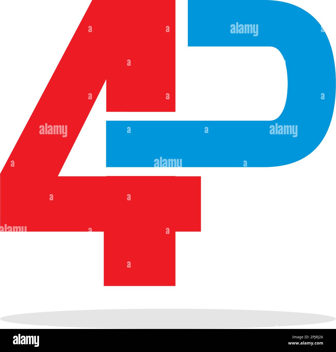 Initial logo, combining letter and number, P and 4, red blue Stock ...