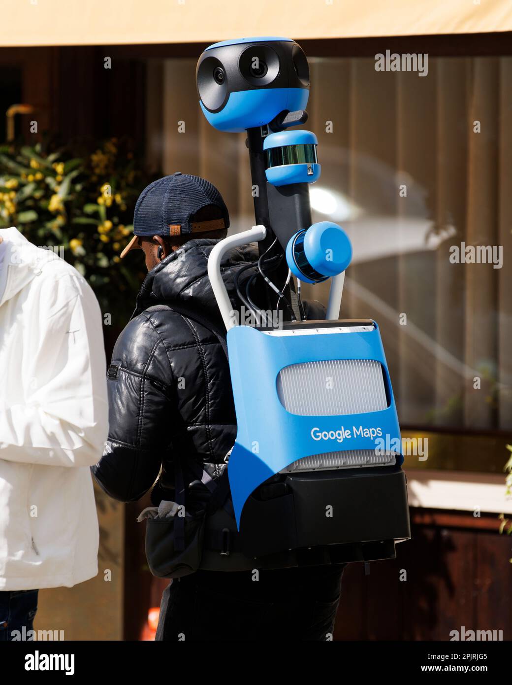 Google’s Street View Trekker backpack in use in Golden Square, London ...