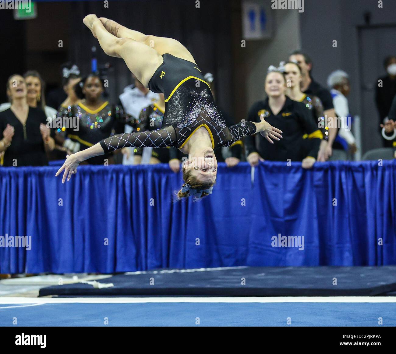 Los Angeles, OK, USA. 1st Apr, 2023. Missouri's Sienna Schreiber smiles ...