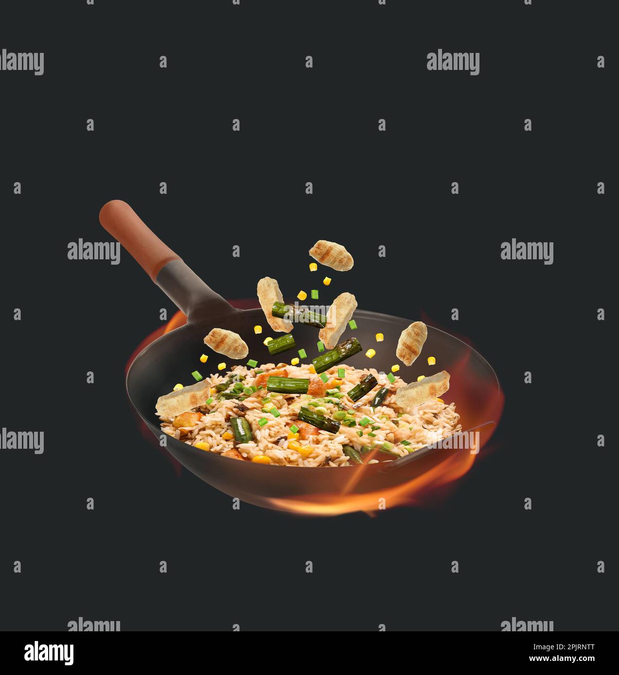 Wok tasty ingredients fire hi-res stock photography and images - Alamy