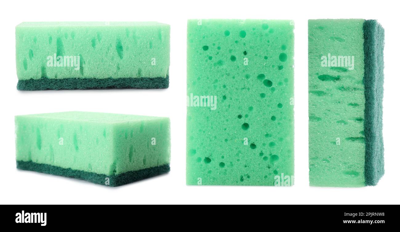 Set with cleaning sponges on white background. Banner design Stock ...