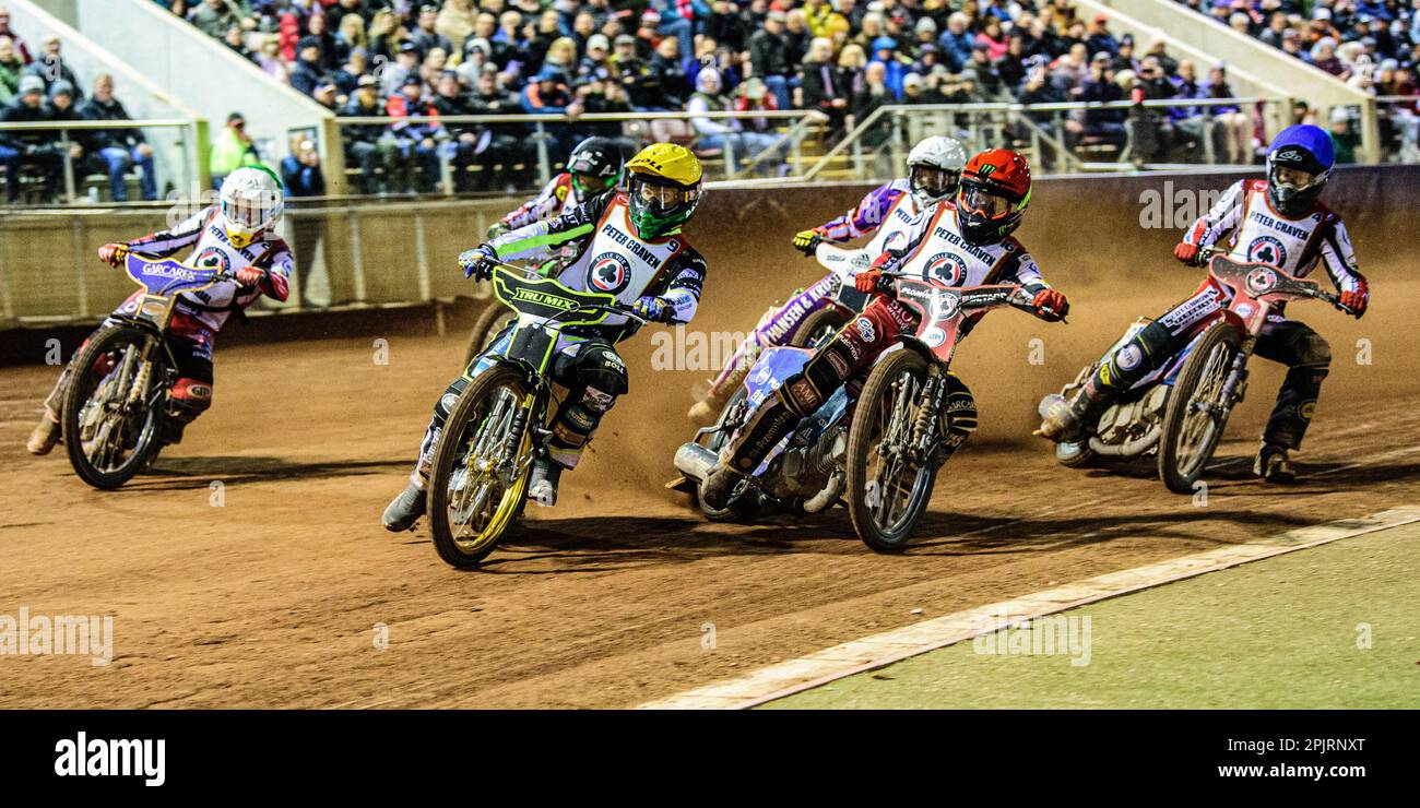 The Six Rider Final: Jason Doyle (Yellow), Dan Bewley (Red), Robert ...
