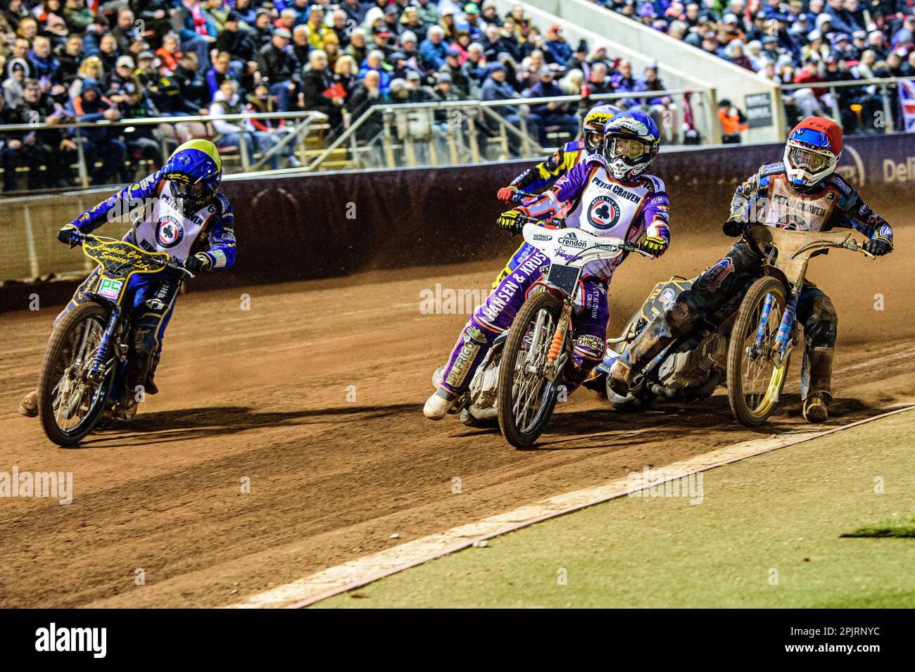 Niels-Kristian Iversen (Blue) leads Justin Sedgmen (Red) Tobiasz ...