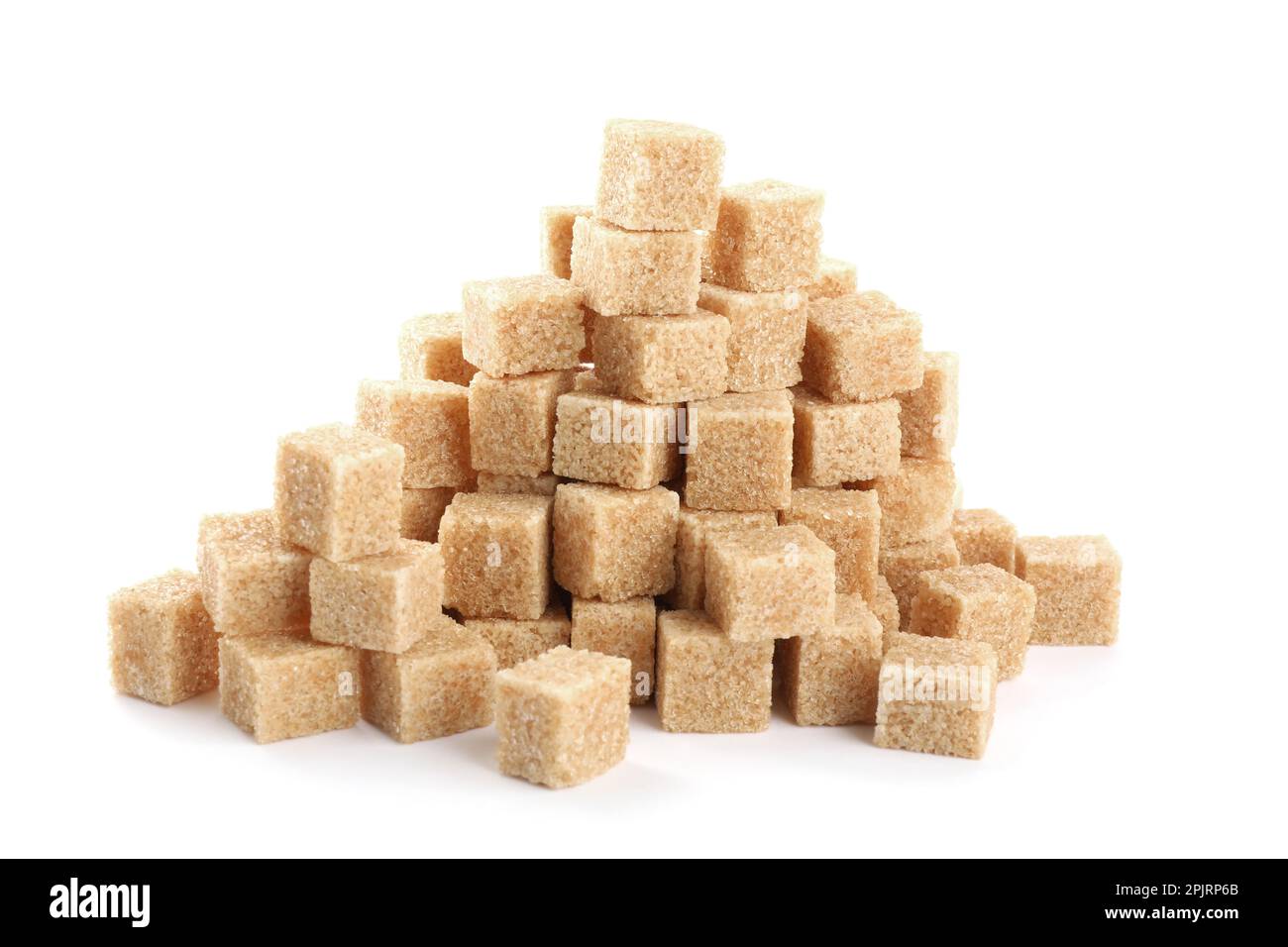 Pile of cubes with brown sugar on white background Stock Photo - Alamy