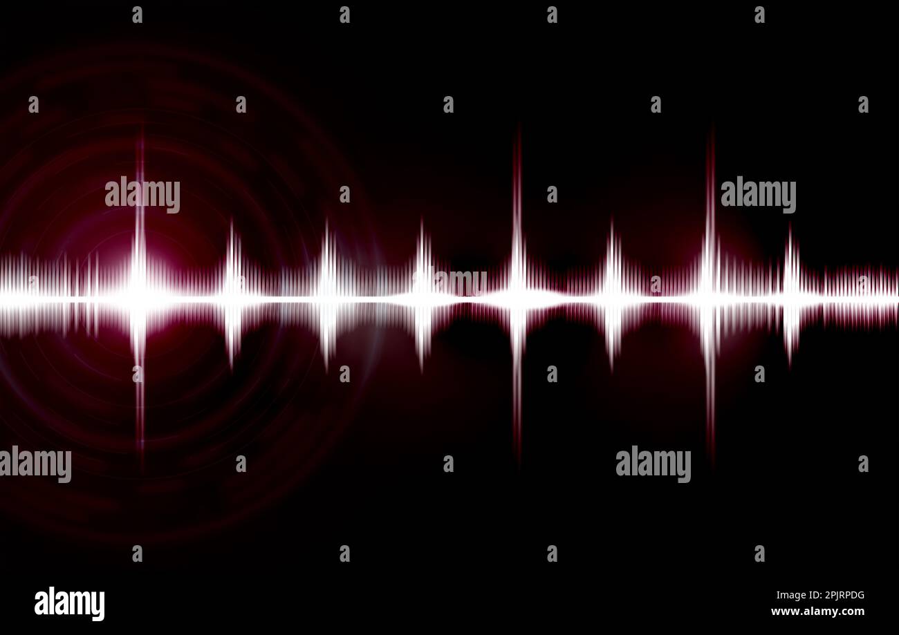 Illustration of dynamic sound wave on black background Stock Photo - Alamy