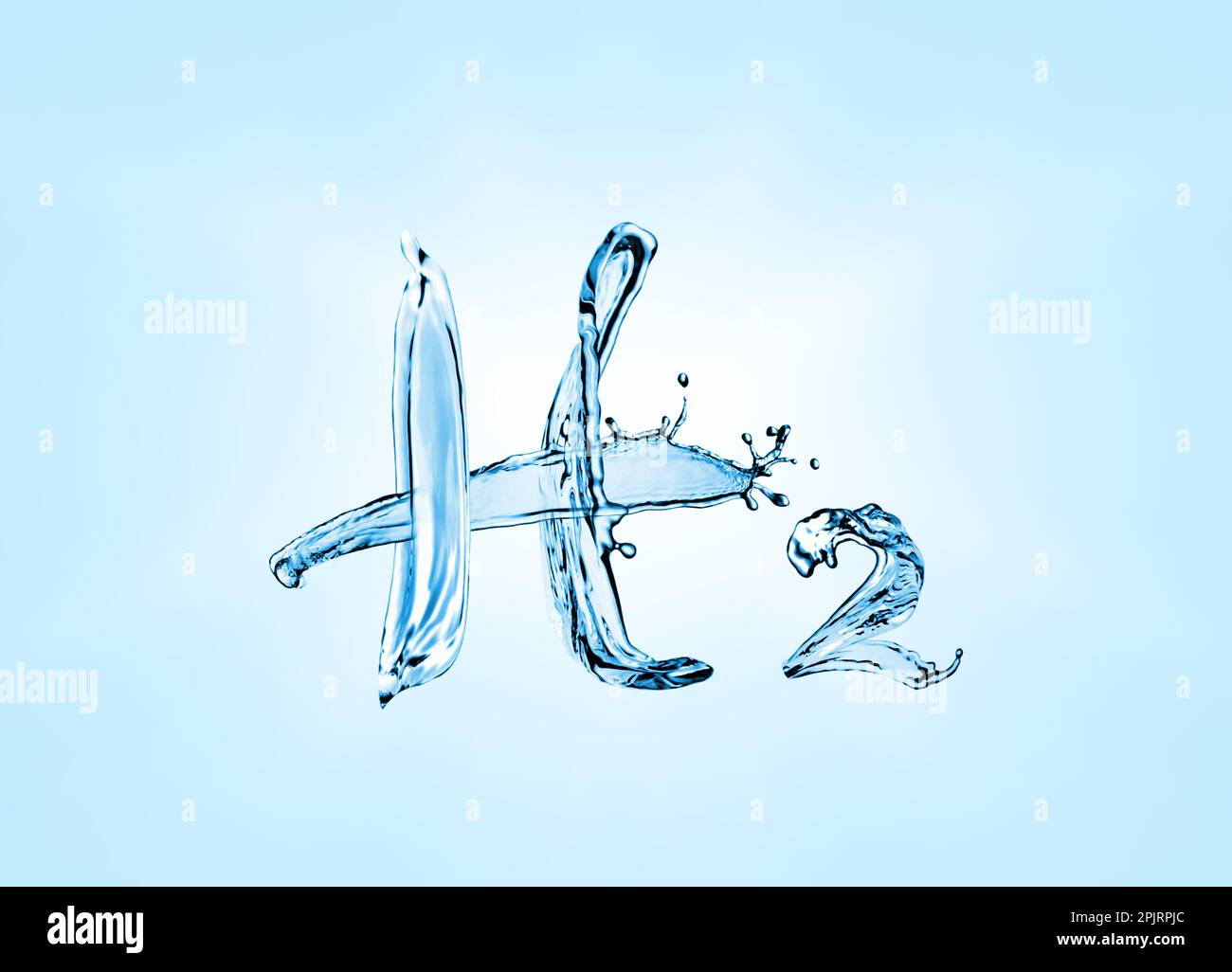 Chemical formula H2 made of water on light blue background Stock Photo ...