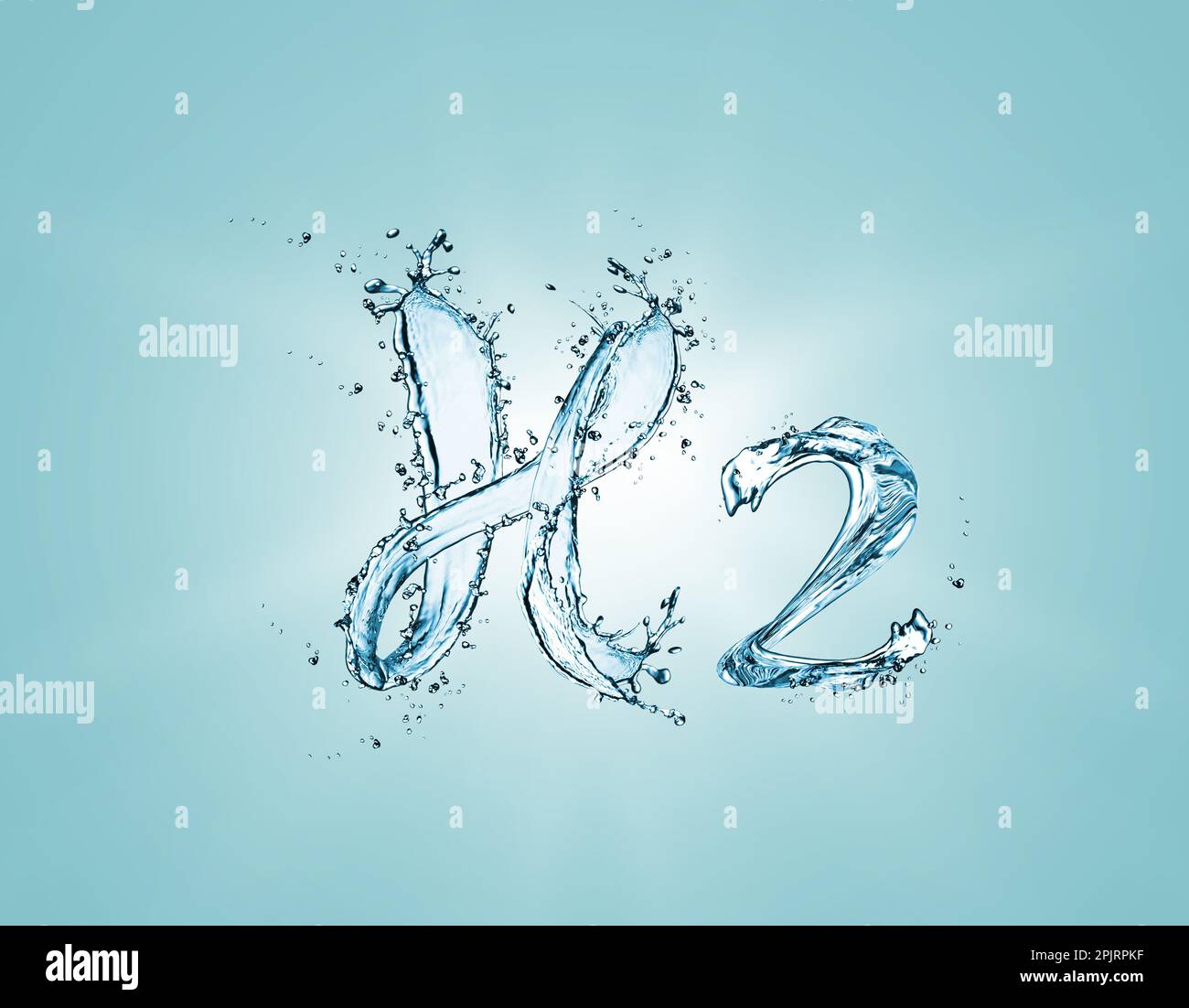 Chemical formula H2 made of water on light blue background Stock Photo ...