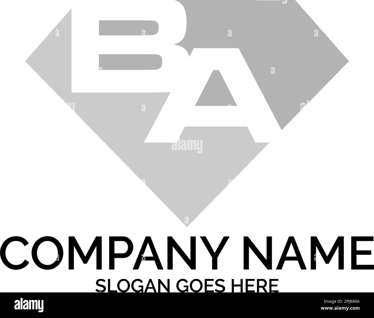 BA Initial Letters Logo Design with Diamond Shape for Jewelry Company ...