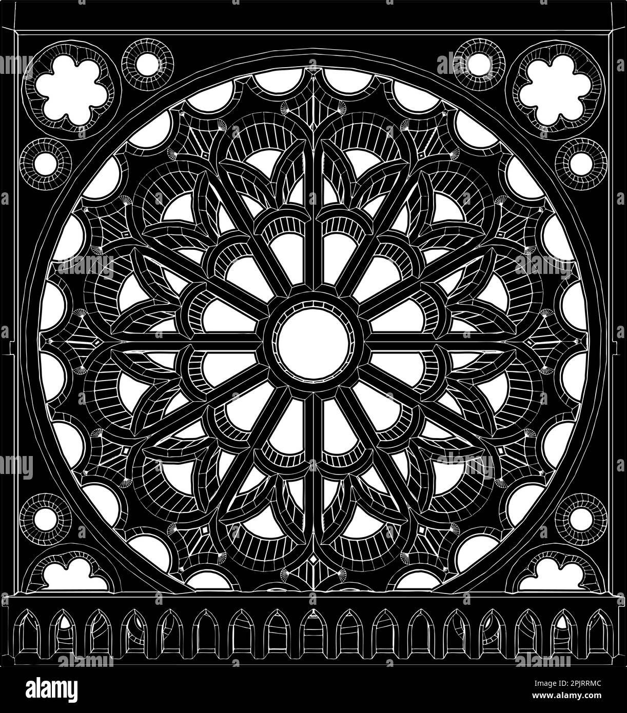 Rosetta On Gothic Cathedral Vector. Illustration Isolated On White ...