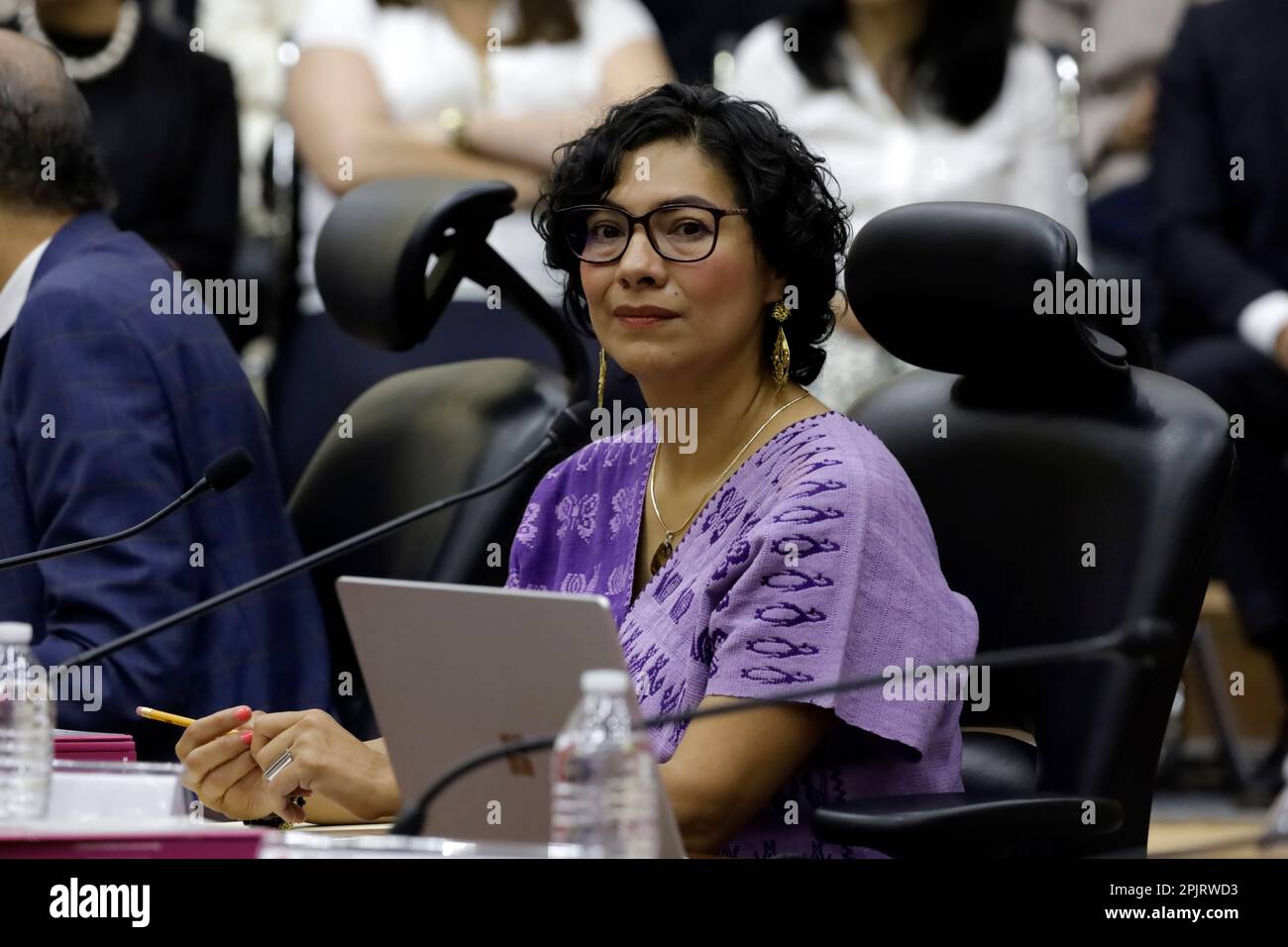 Mexico City, Mexico. 3rd Apr, 2023. Electoral advisor Rita Bell Lopez ...