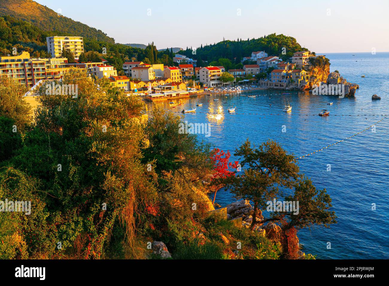 Montenegro Przno Beach in Budva . Small fishing town and tourist resort ...