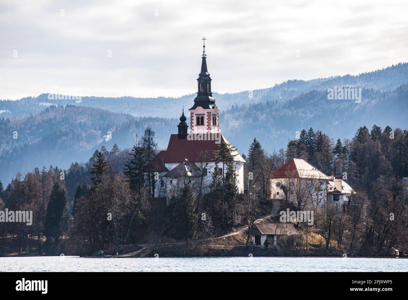 Lake Bled: Church of the Mother of God. Slovenia Stock Photo - Alamy