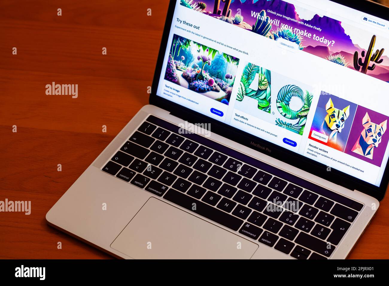 ITALY - April 3, 2023: Adobe Firefly website displayed on computer mac ...