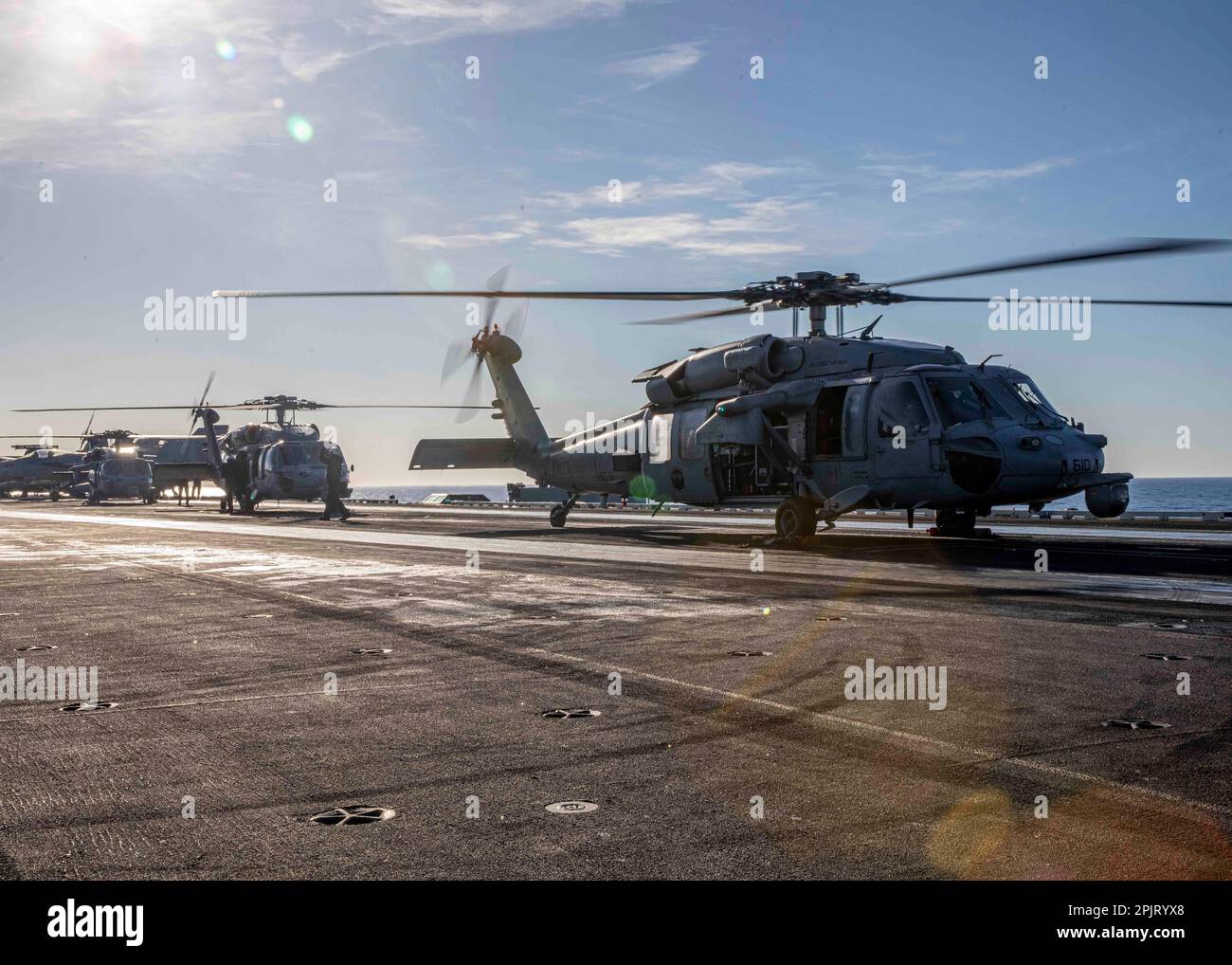 230326-N-YD731-1038 ADRIATIC SEA (March 26, 2023) Three MH-60S ...
