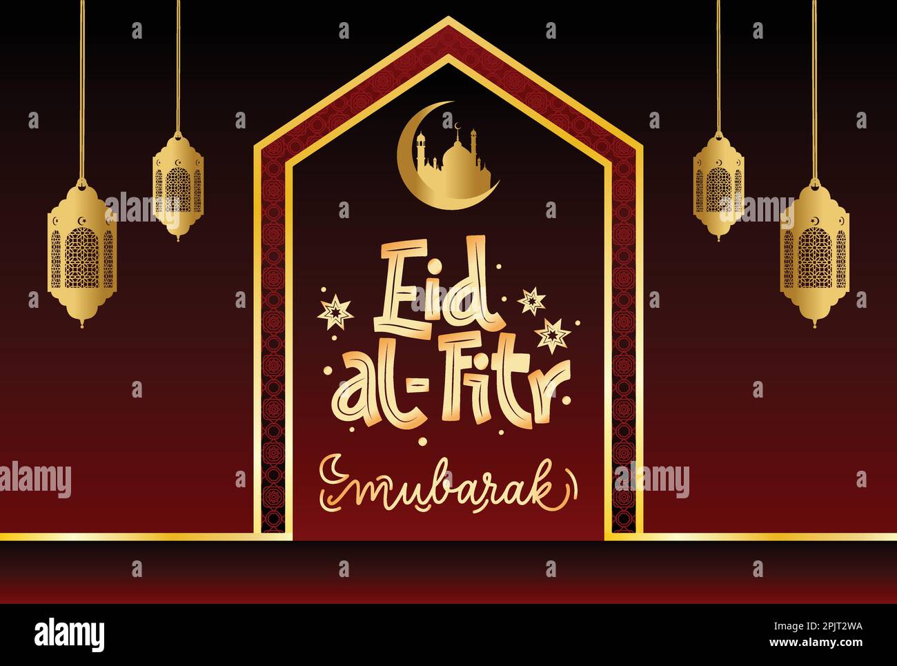 Eid Mubarak islamic design with arabic pattern and calligraphy vector ...