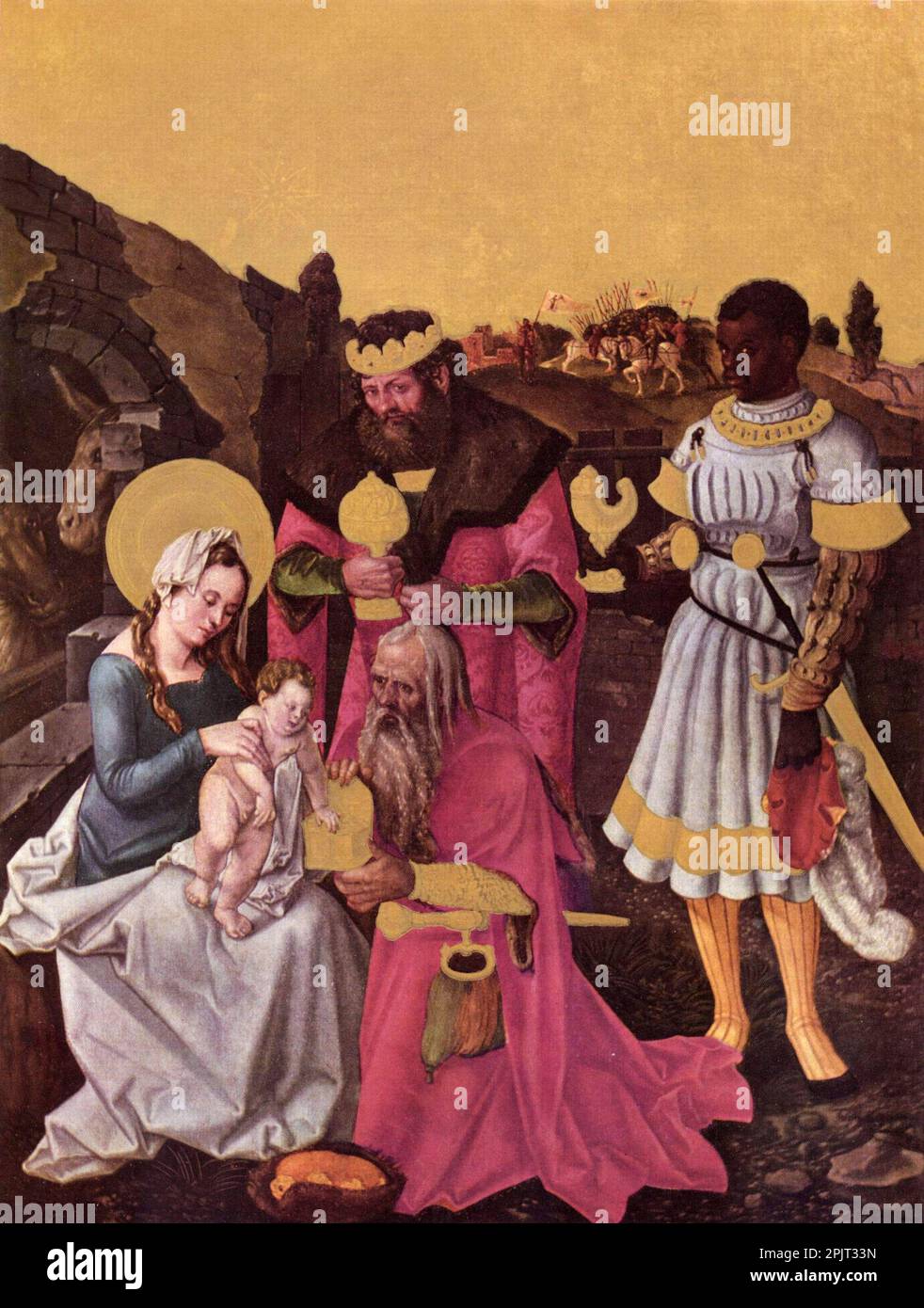 Adoration of the Magi.The painting is by the Renaissance German artist ...