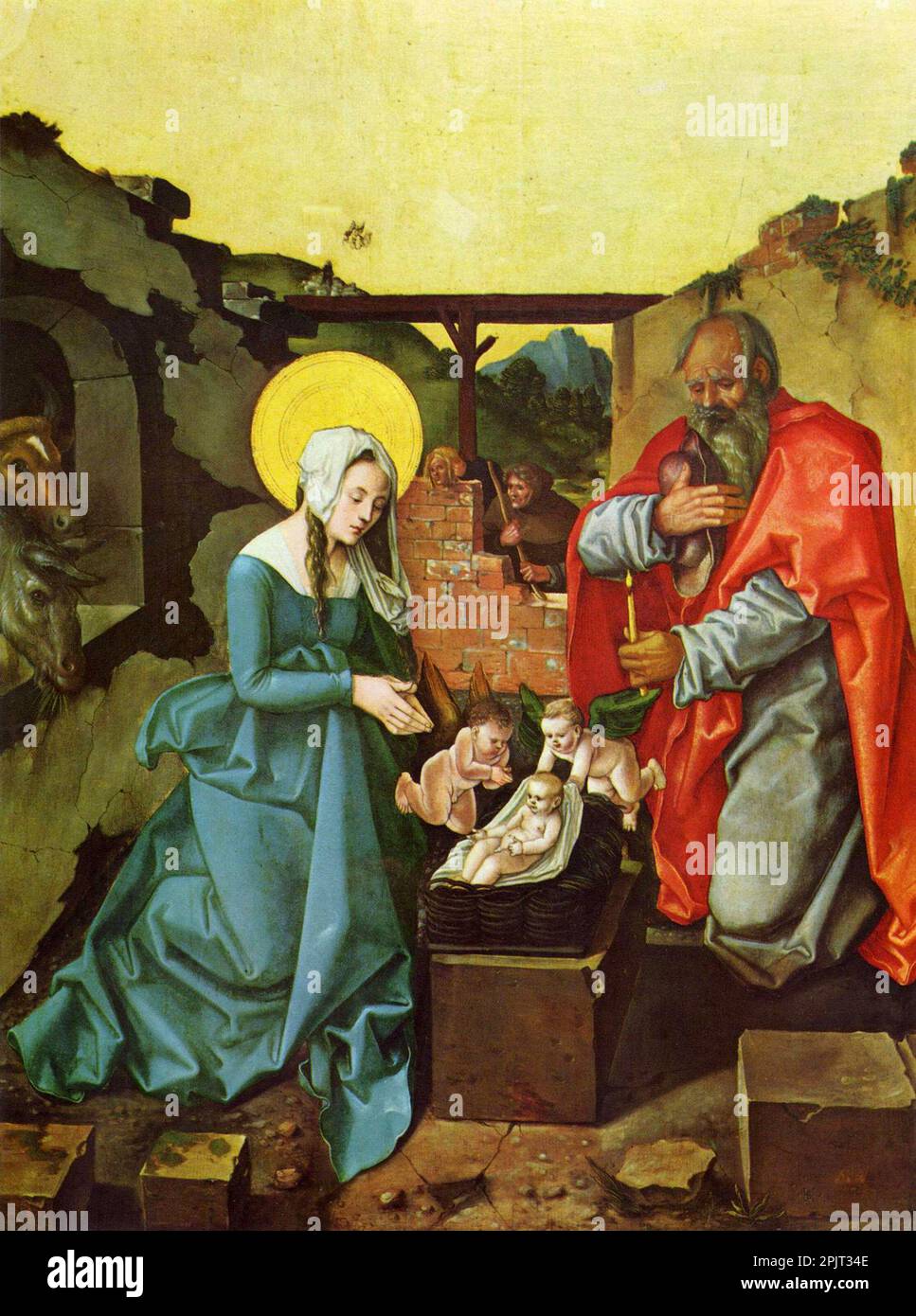 The Nativity of Christ. The painting is by the Renaissance German ...