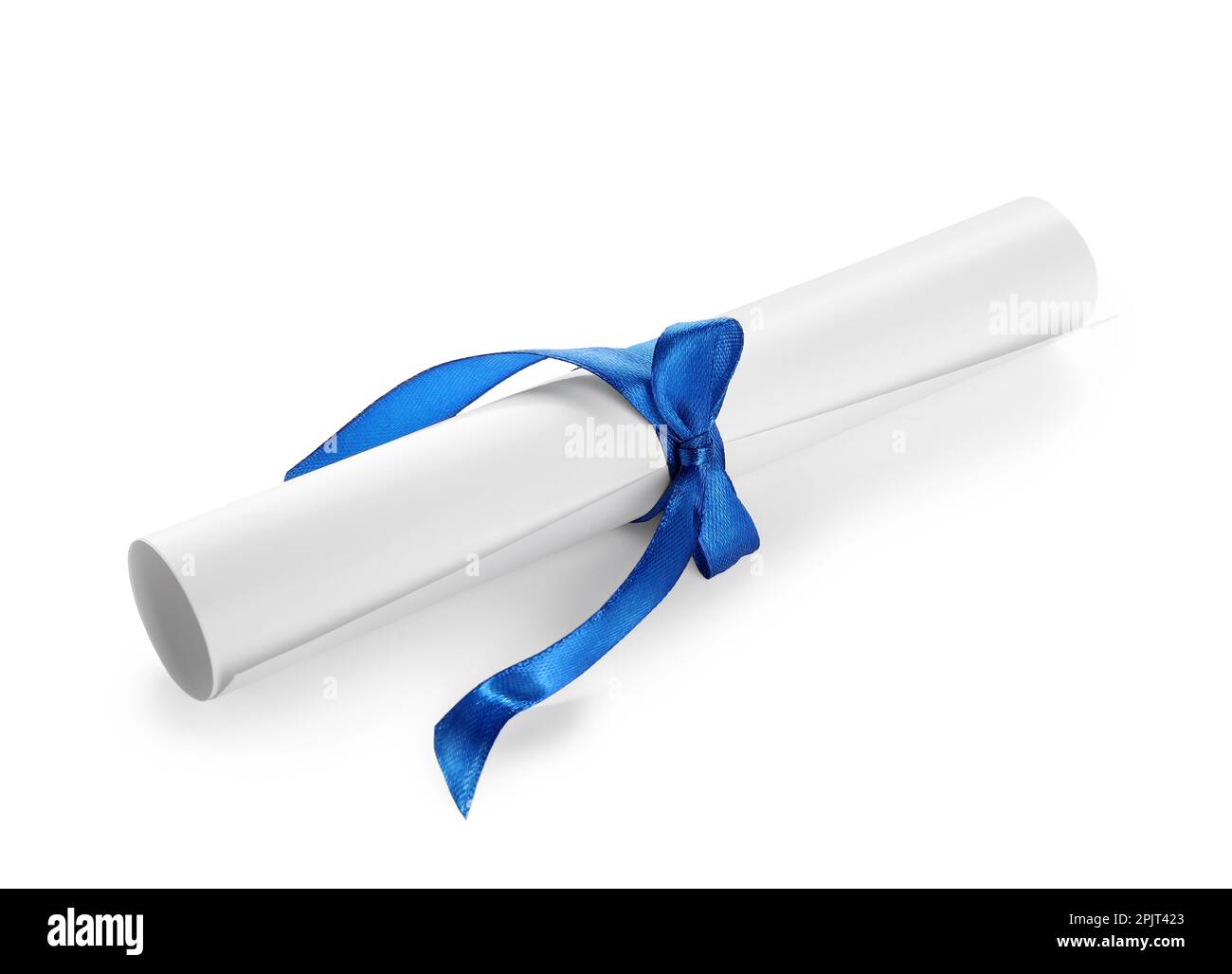 Diploma with blue ribbon isolated on white background Stock Photo - Alamy