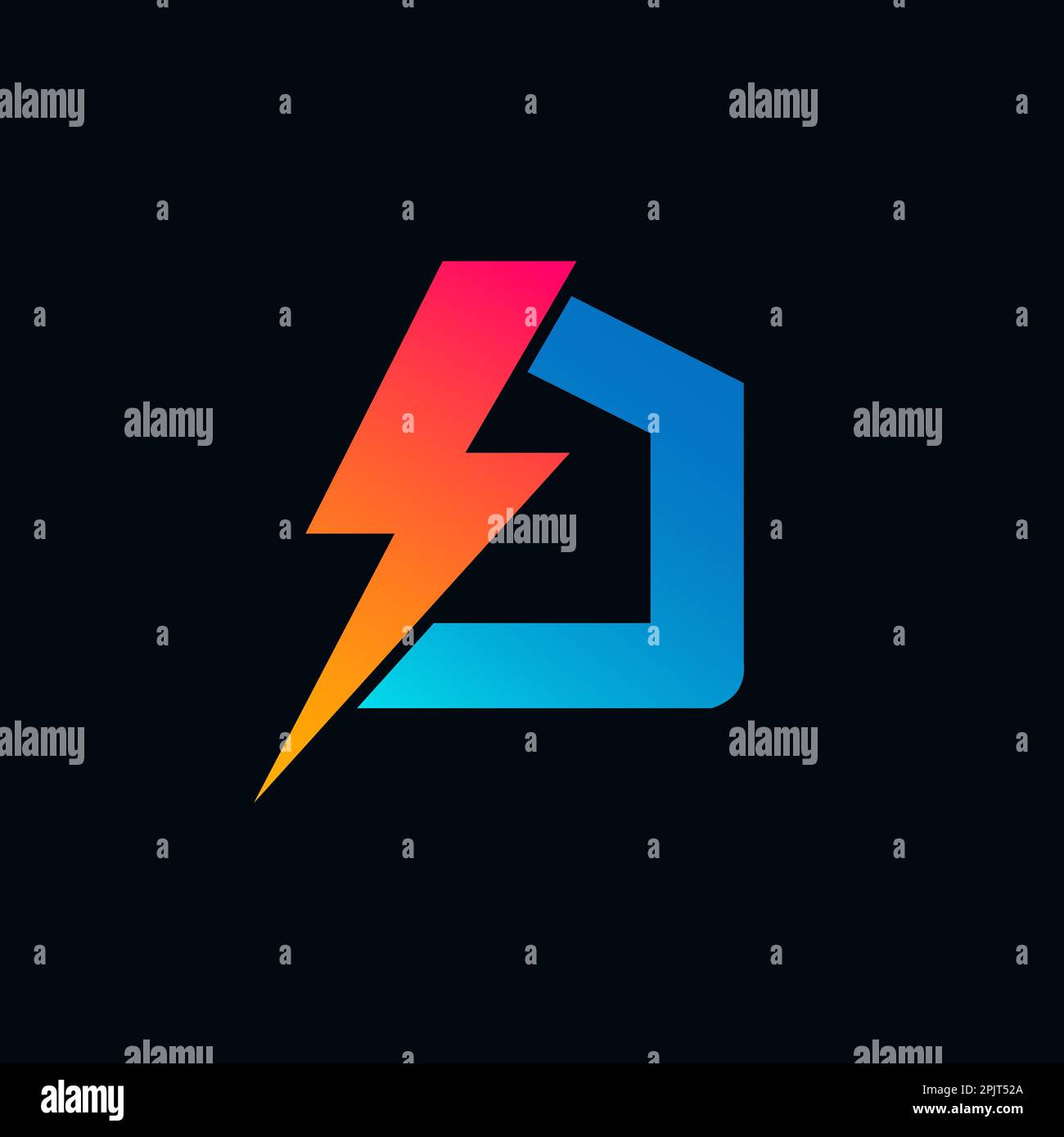 D Letter Logo With Lightning Thunder Bolt Vector Design. Electric Bolt ...