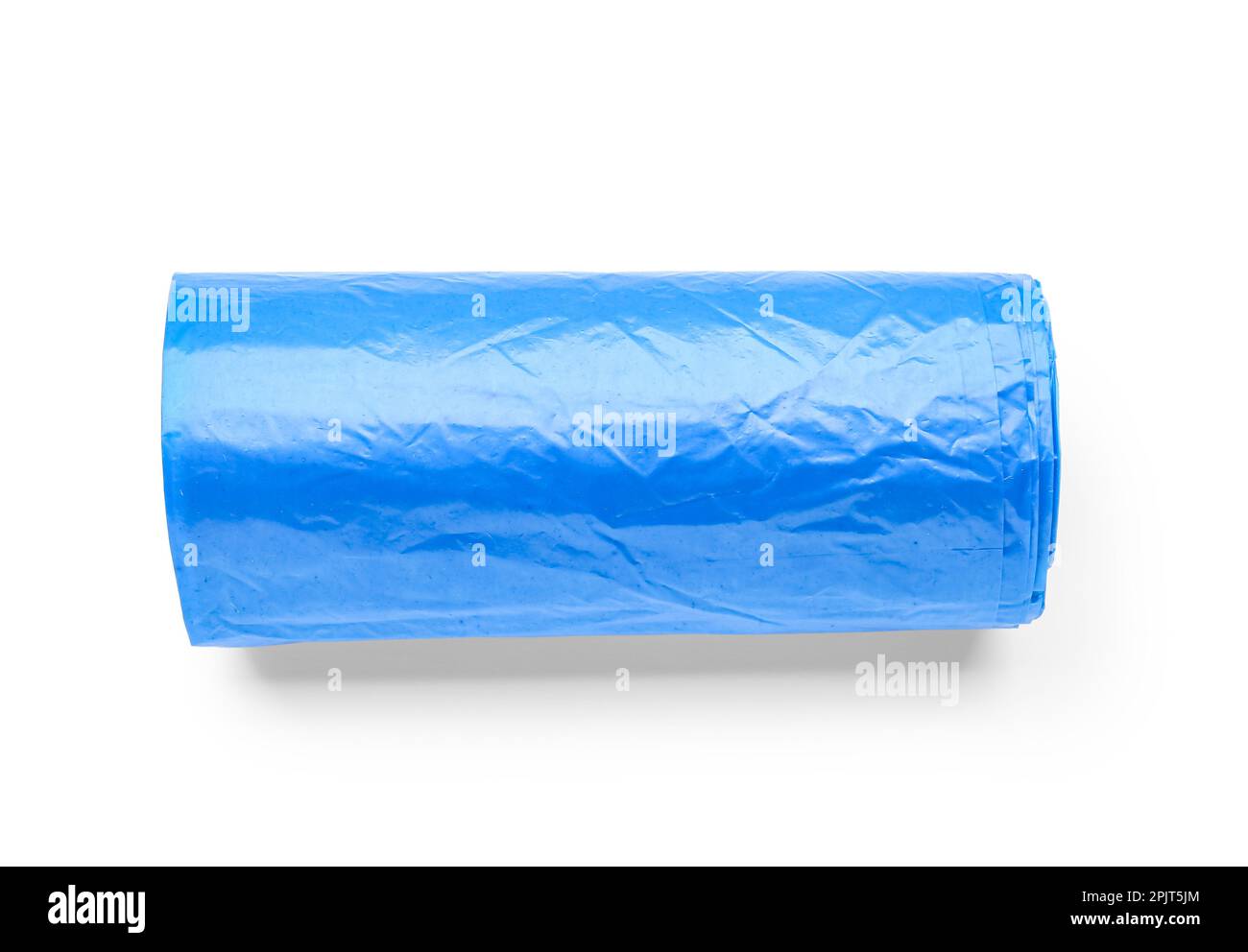 Blue roll of garbage bags isolated on white background Stock Photo - Alamy