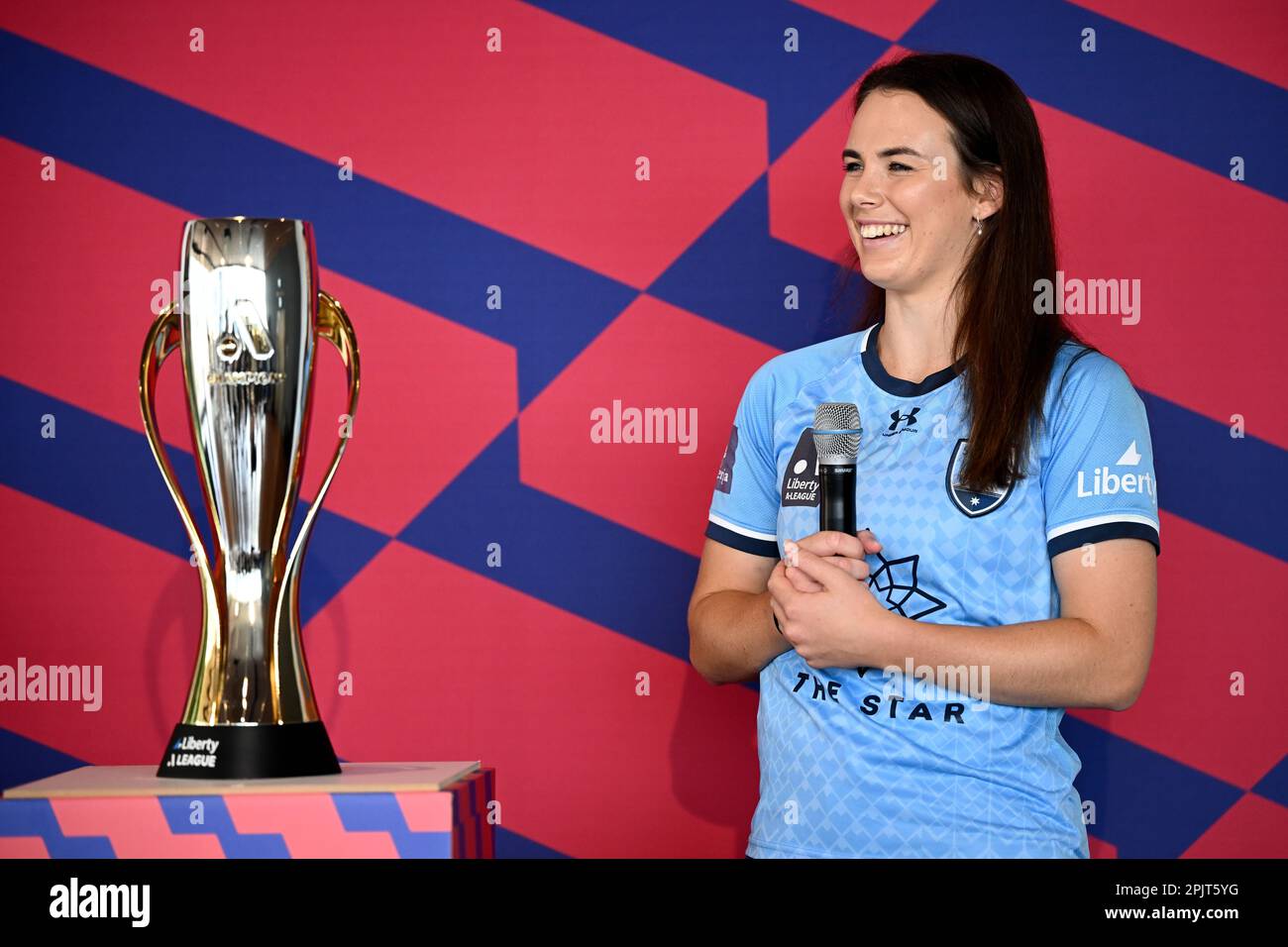 Sydney FC captain Natalie Tobin speaks during the Liberty A-League ...