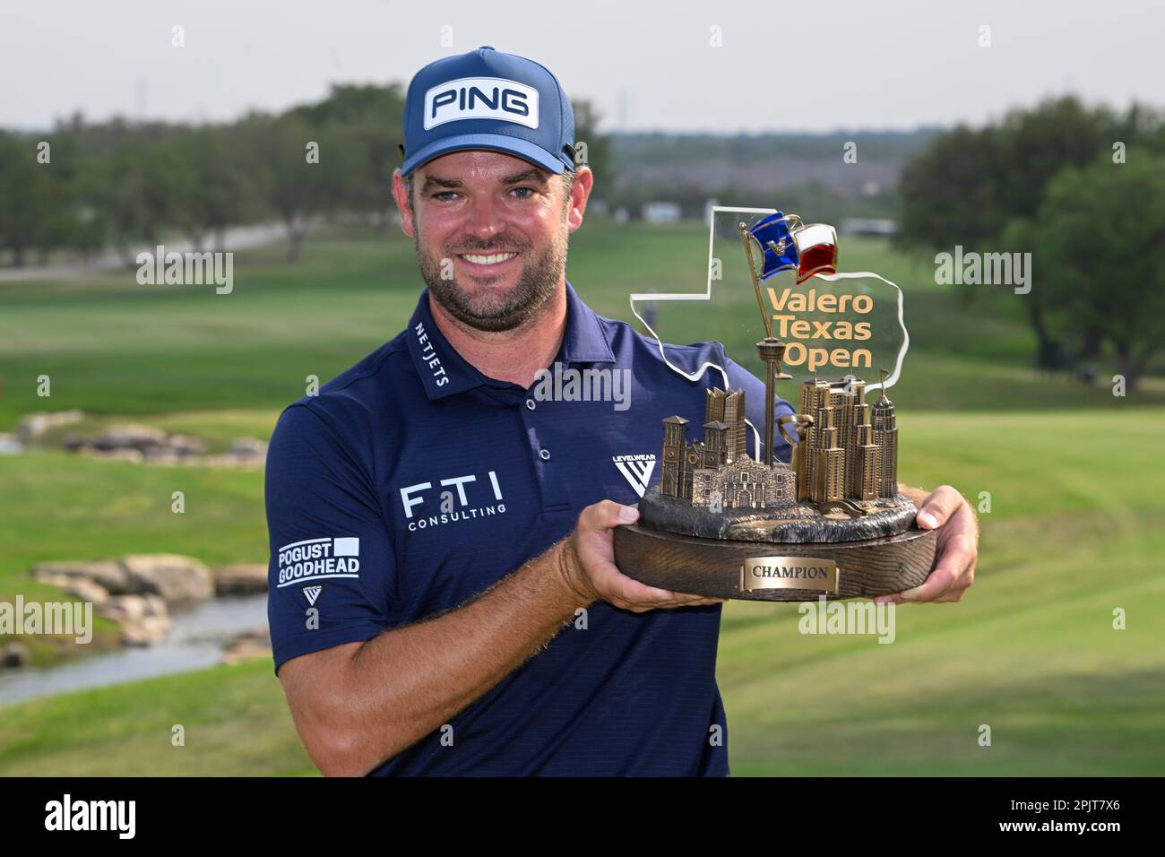 SAN ANTONIO, TX - APRIL 02: Corey Conners (CAN) holds the trophy after ...