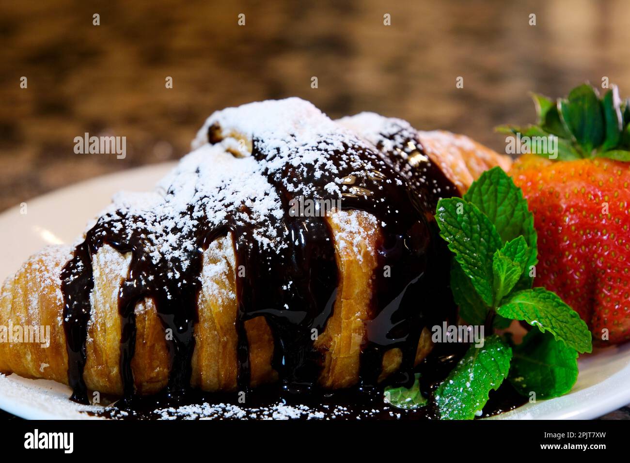 strawberry mint powdered sugar croissant quilted with dark chocolate ...