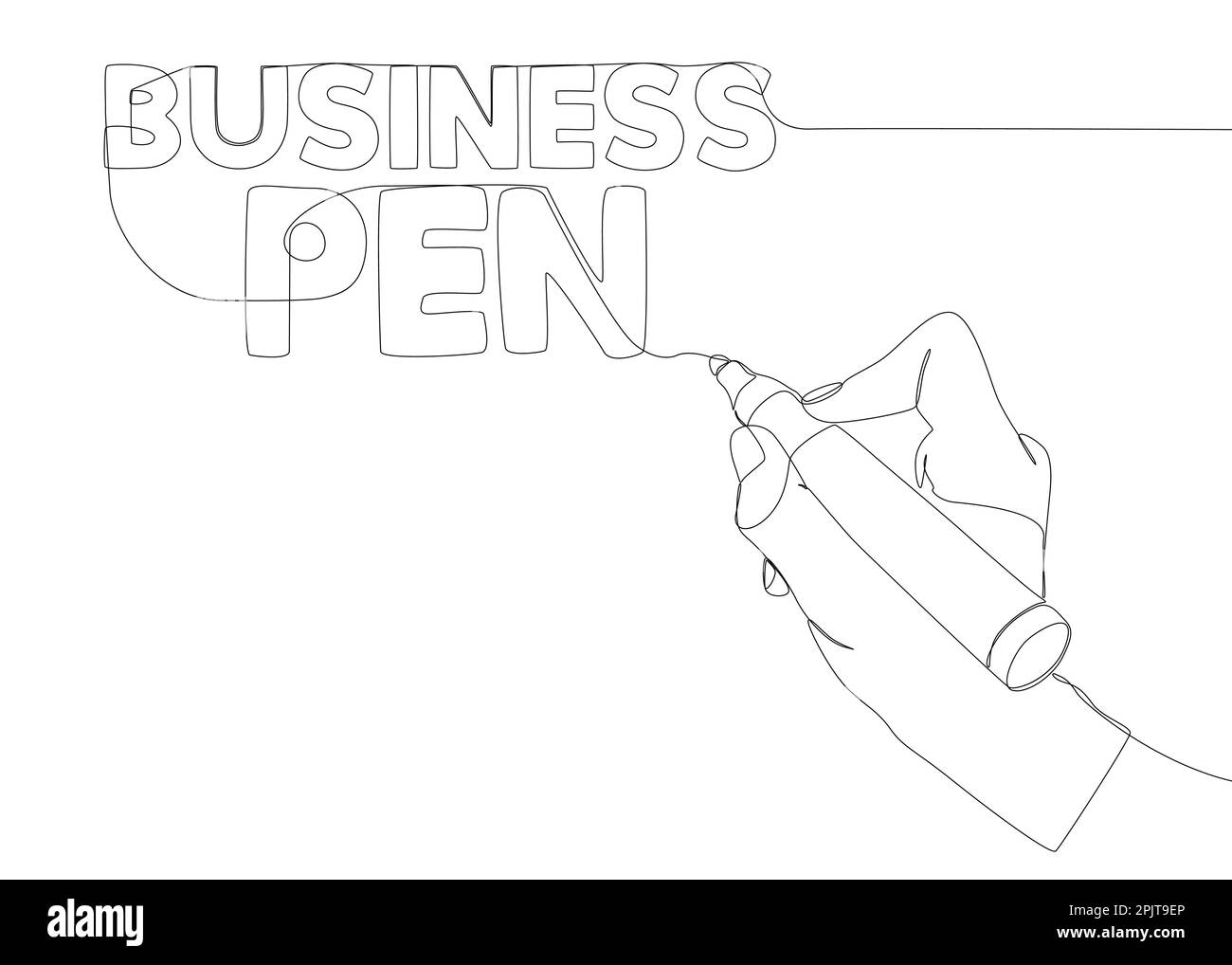 One Continuous Line Of Business Pen Text Written With A Pencil Felt