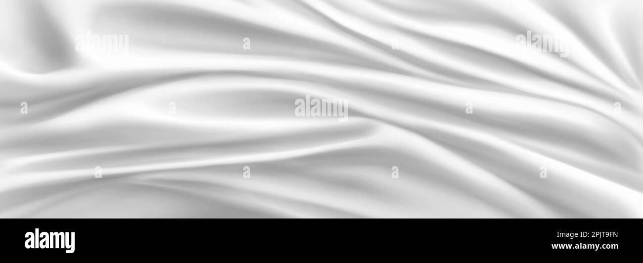 Realistic abstract white silk background. Vector illustration of satin fabric texture with ...
