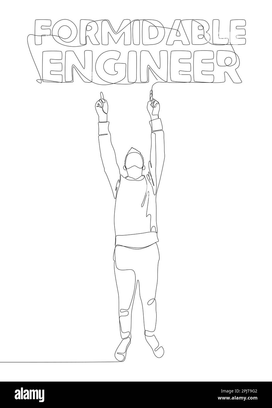 One Continuous Line Of Man Pointing With Finger At Formidable Engineer