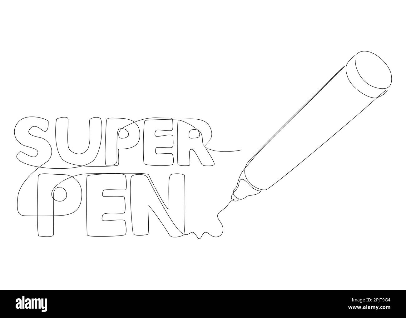 One Continuous Line Of Super Pen Text Written With A Pencil Felt Tip
